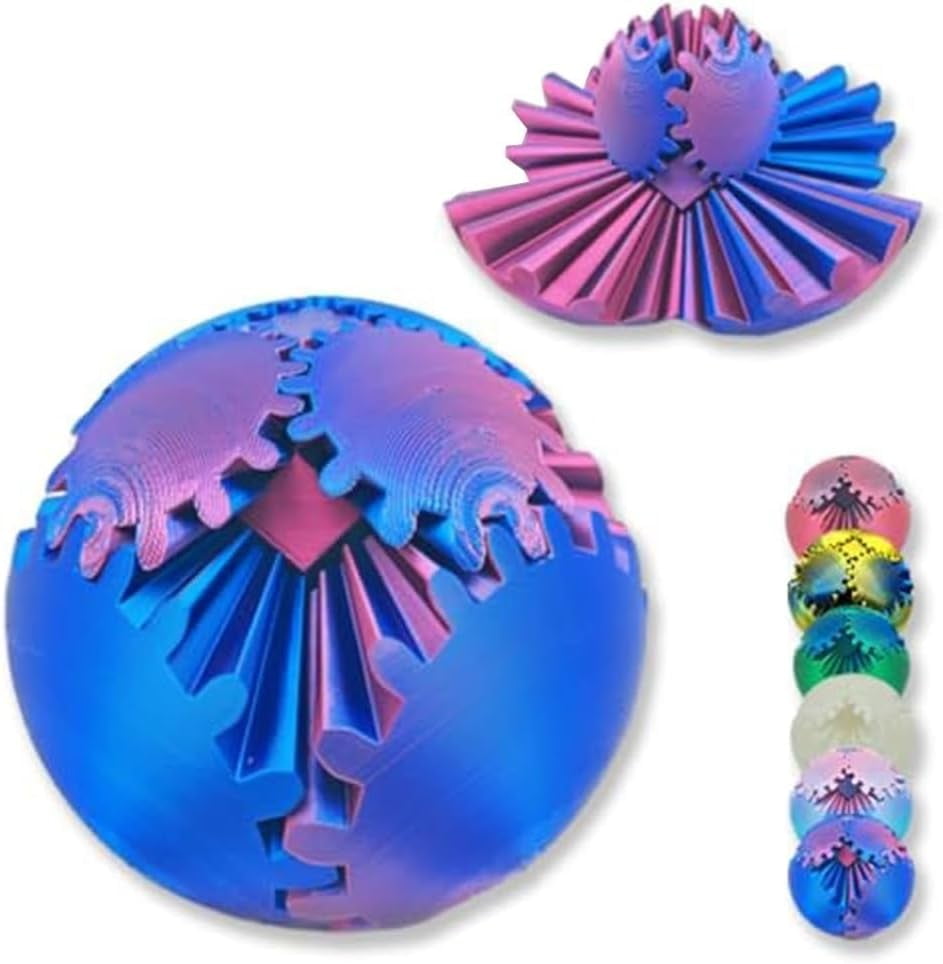 Gear Ball 3D Printed Gear Ball Spin Ball or Cube Fidget Toy, Gear Ball ...