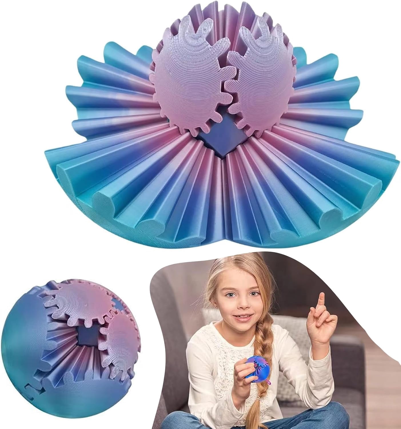 Gear Ball 3D Printed Gear Ball Spin Ball or Cube Fidget Toy, Gear Ball ...