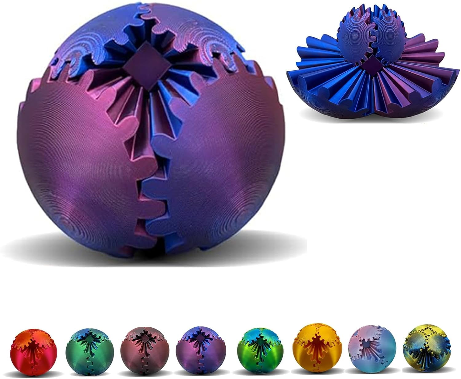 Gear Ball 3D Printed Gear Ball Spin Ball or Cube Fidget Toy Relieving Stress & Anxiety, Fidget ...