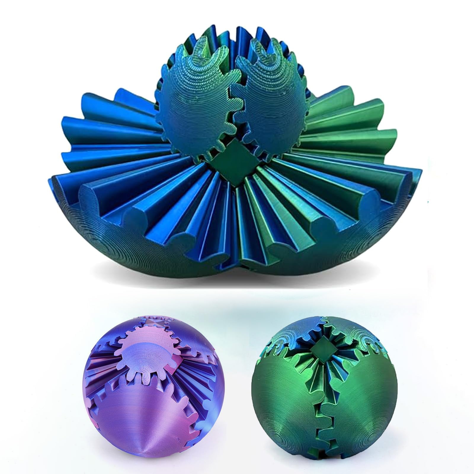 Gear Ball - 3D Printed Gear Ball Spin Ball or Cube Fidget Toy, Gear ...