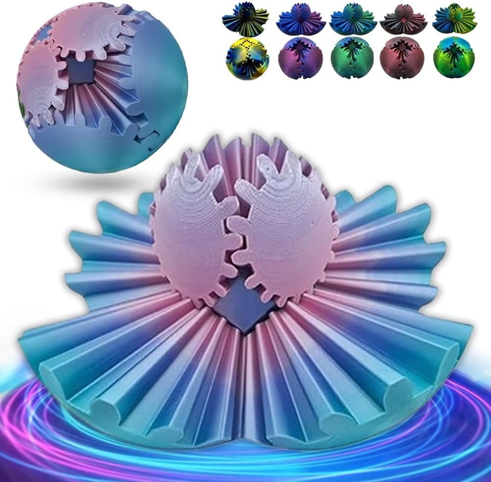 Gear Ball 3D Printed Gear Ball Spin Ball or Cube Fidget Toy, Gear ...