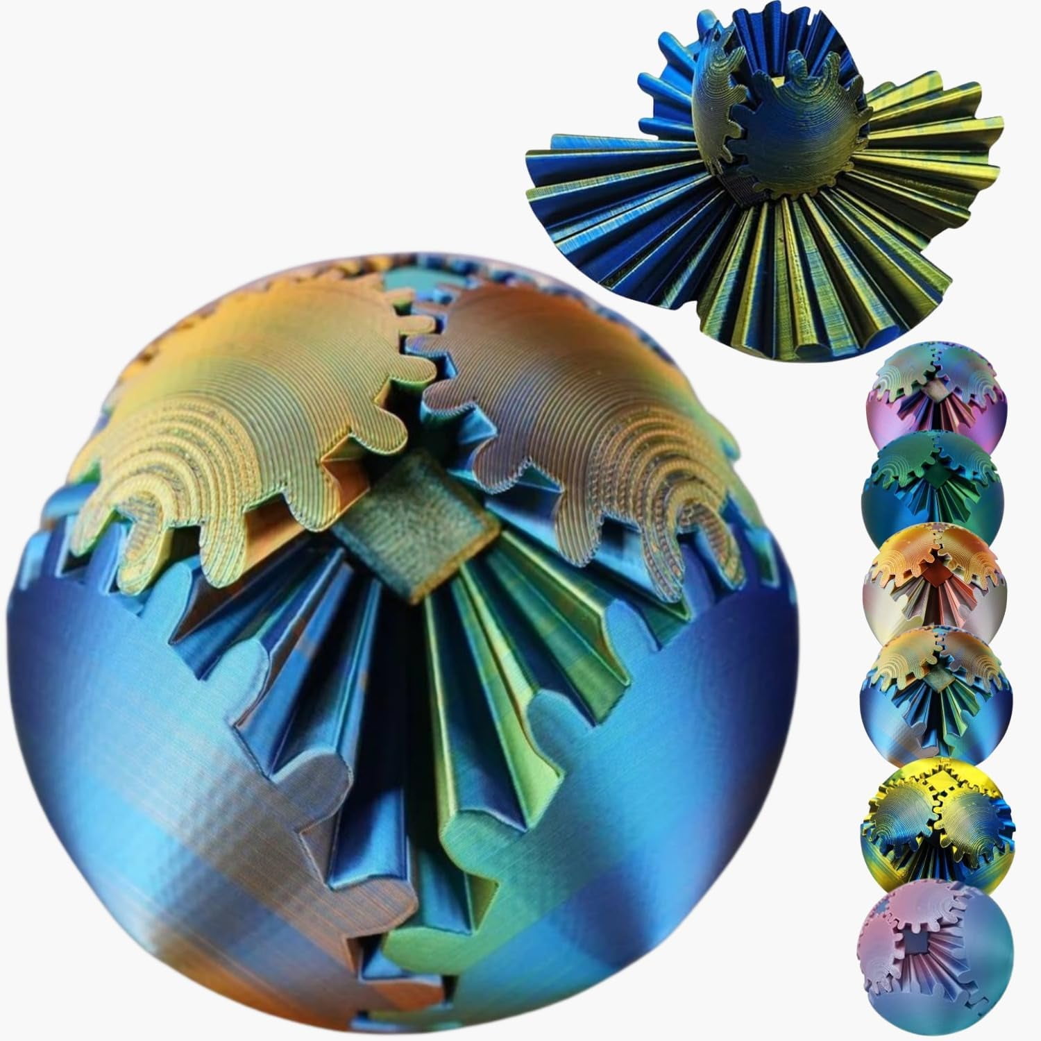 Gear Ball, 4.2in 3D Printed Gear Ball Spin Ball Cube Fidget Toys, Gear ...