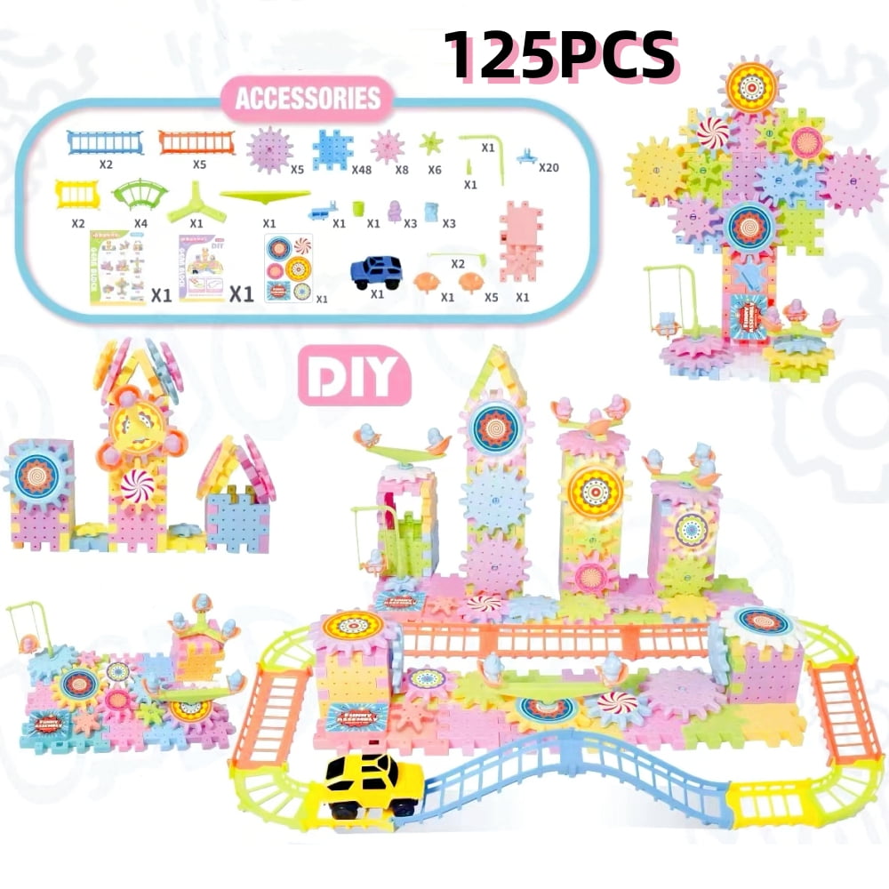 Gear Building Toy Set STEM Educational Construction Toys DIY Motorized ...