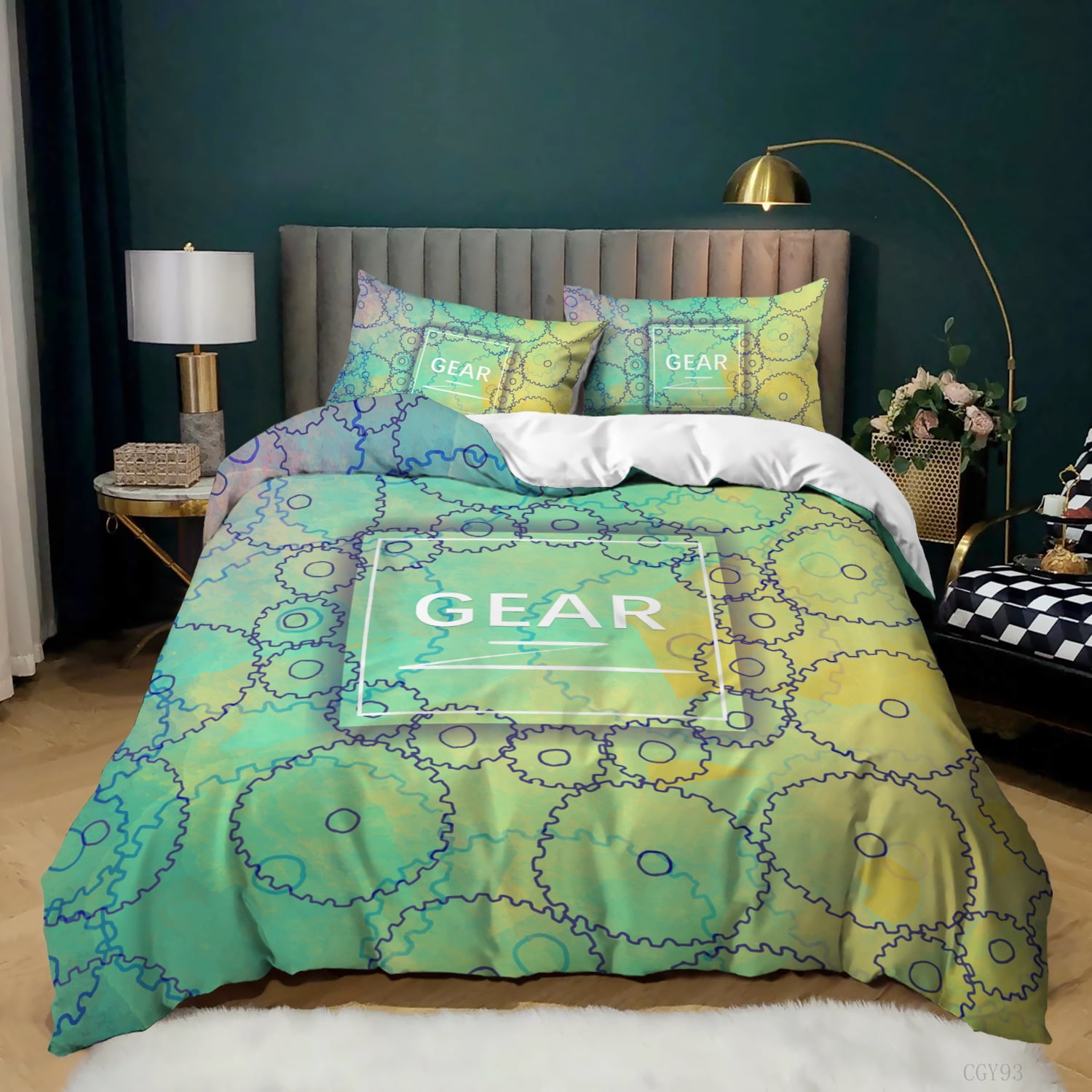 Gear Duvet Cover Set Colorful Gear Mechanical Device Bedding Set For ...