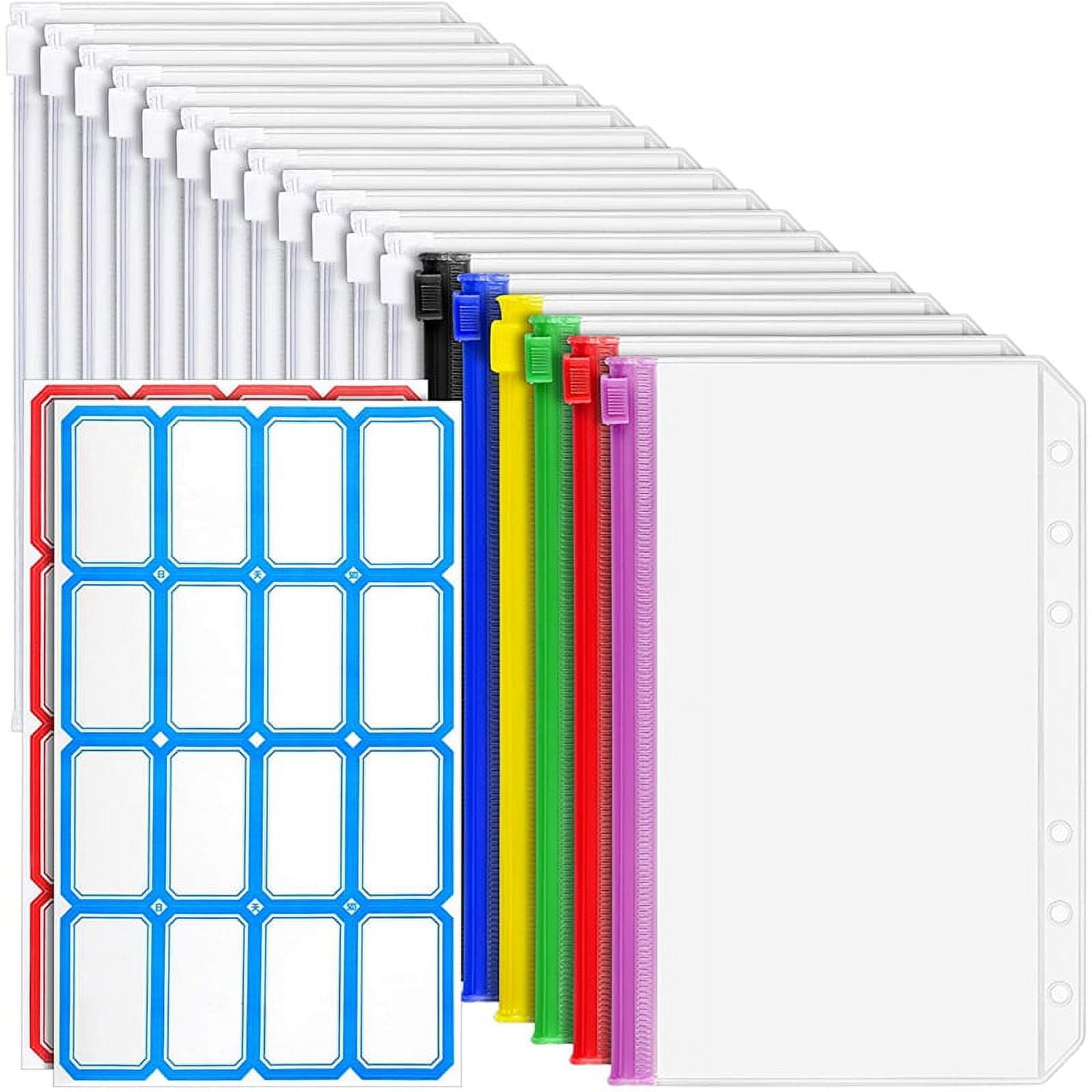 18 PCS A6 Binder Pockets, Clear Sleeves Zip Receipt Holder, Waterproof ...