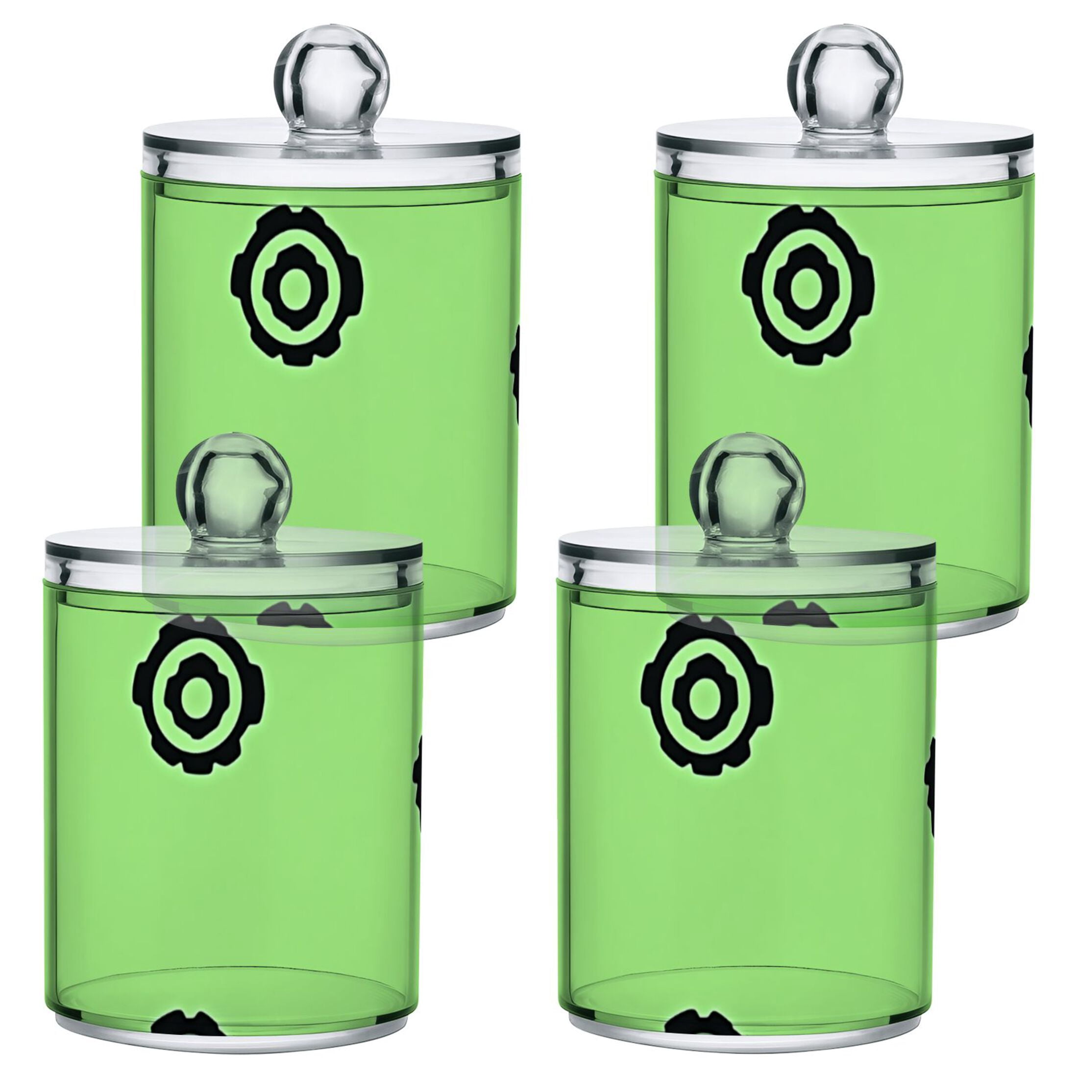 Gear Icons Design Bathroom Canisters Set of 4 Translucent Plastic ...