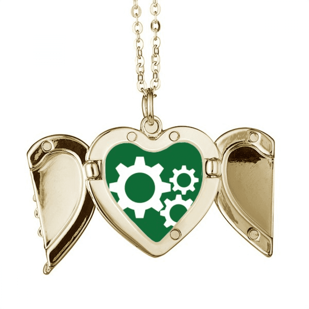 Gear Mechanical Physical Structure Folded Wings Peach Heart Pendant ...