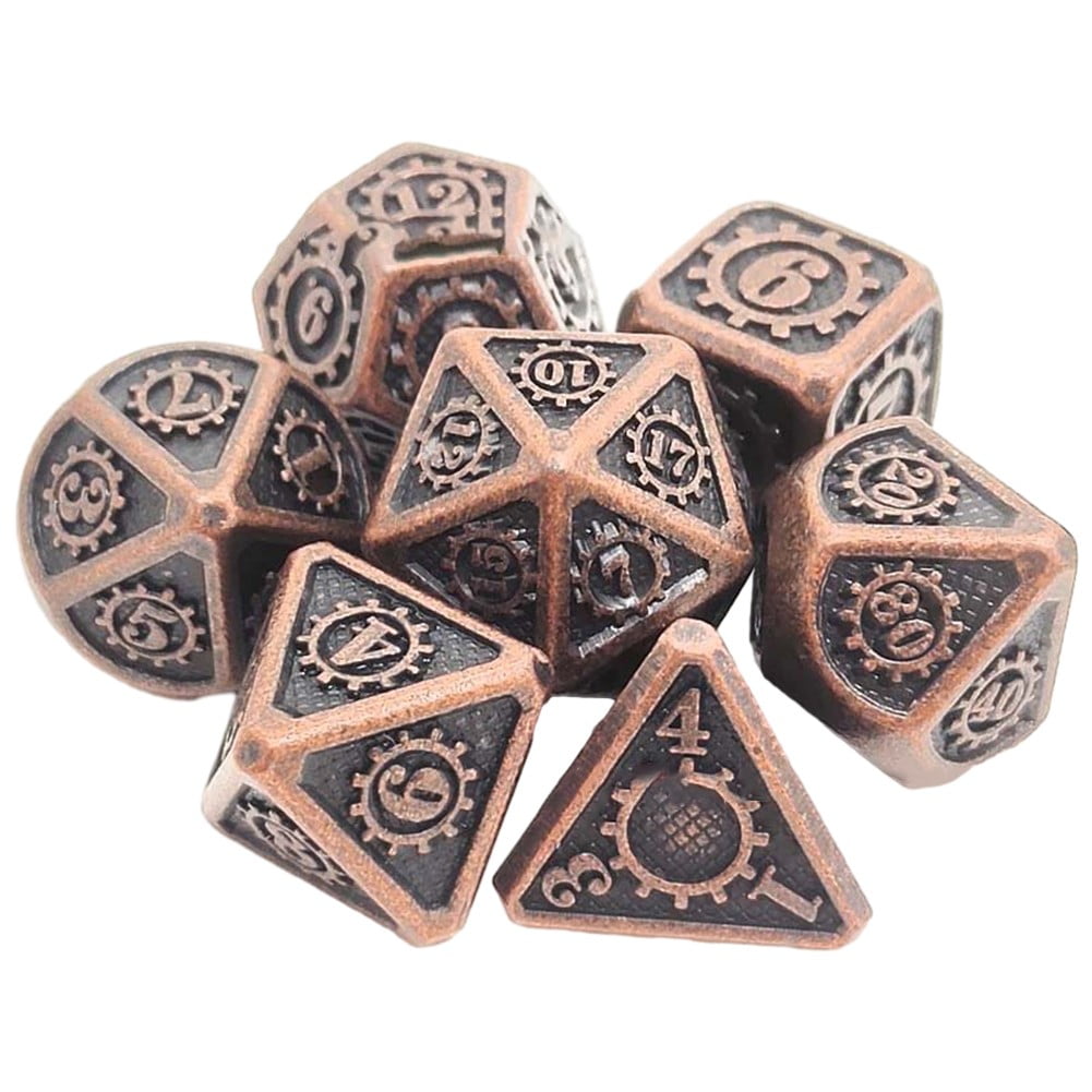 Gear Metal Polyhedral Dice Custom Set Metal Dice 7 Piece Polyhedral ...