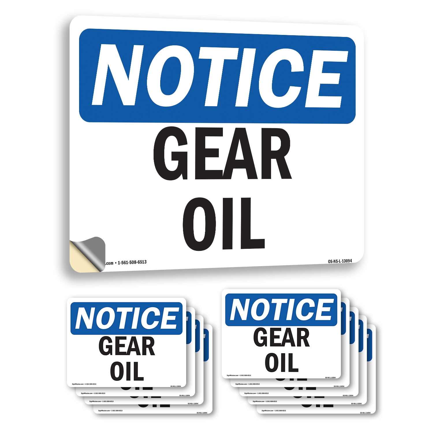 Gear Oil OSHA Notice Vinyl Decal Label 10 Inch x 7 Inch - 10 Pack ...