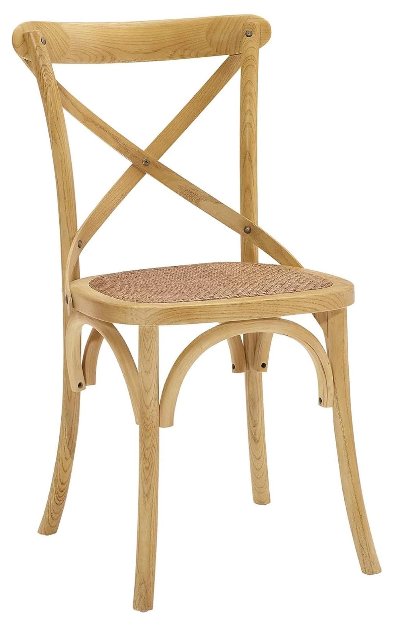 Gear Rustic Modern Farmhouse Elm Wood Rattan Dining Chair in Natural ...
