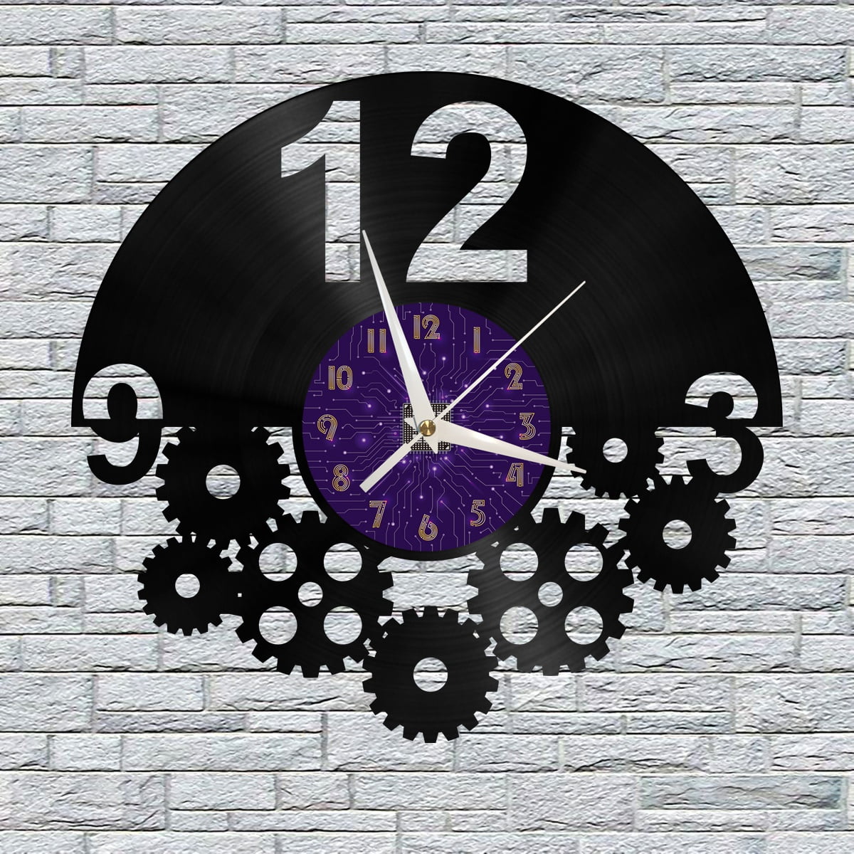 Gear Set Decoration Vinyl Wall Clock, Vinyl Record Clock Wall Art ...