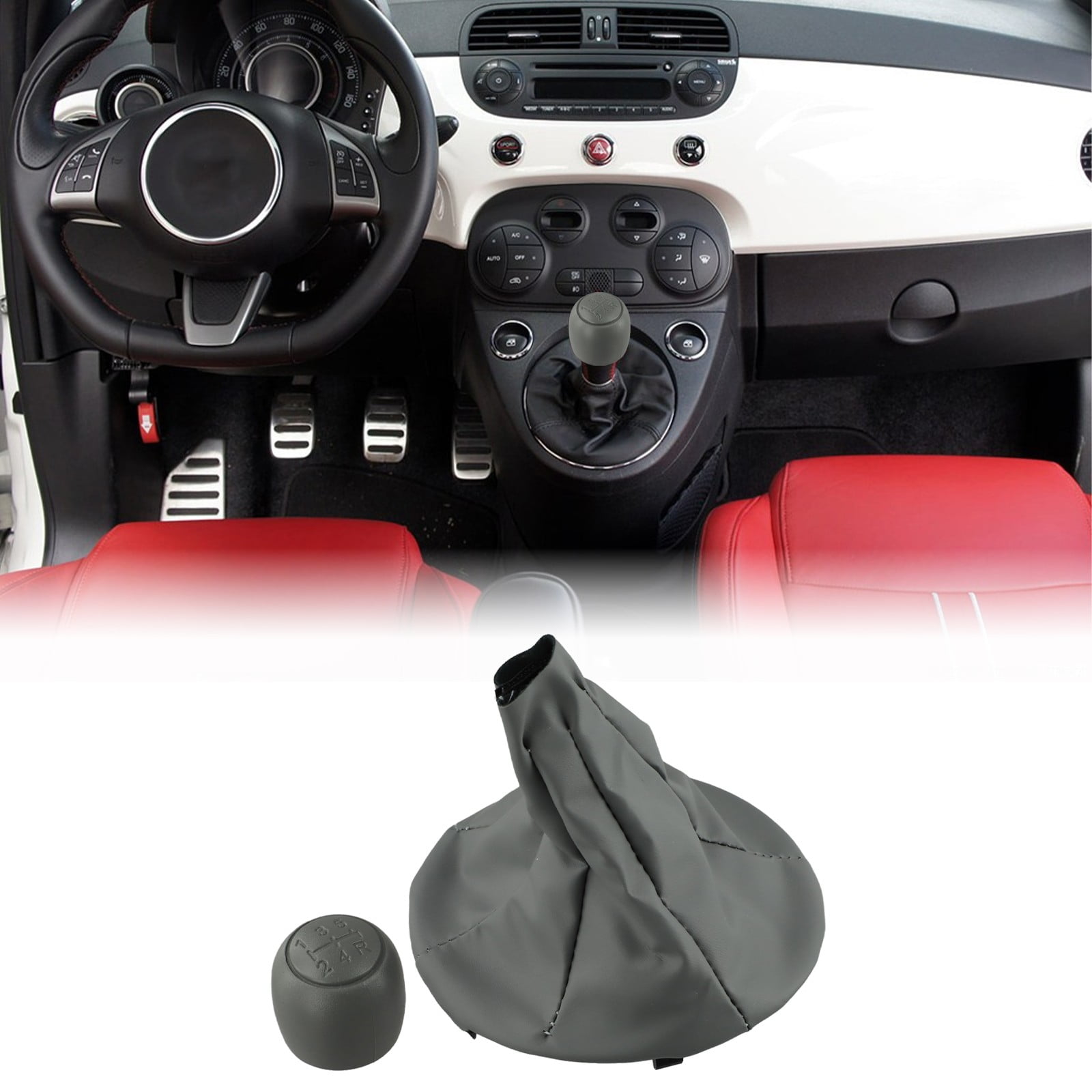 Gear Shift Knob Dust Cover Leather Shift Knob For Fiat For Panda 2003 ...