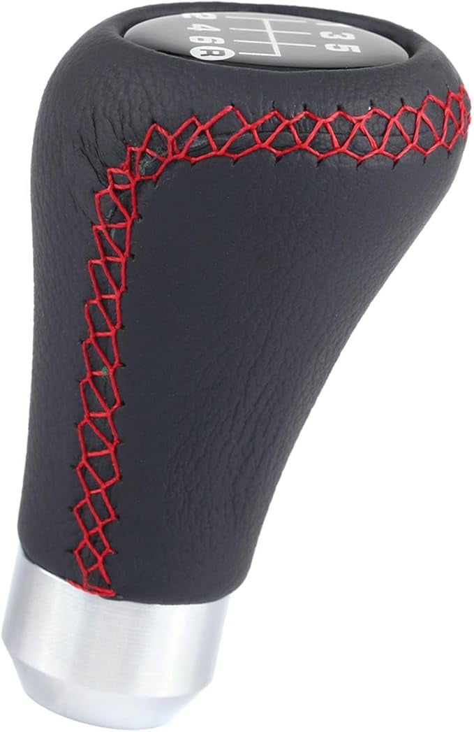 Gear Shift Knob, Red Gear Knob Universal Car Gear Knob Shifter PU 6 ...