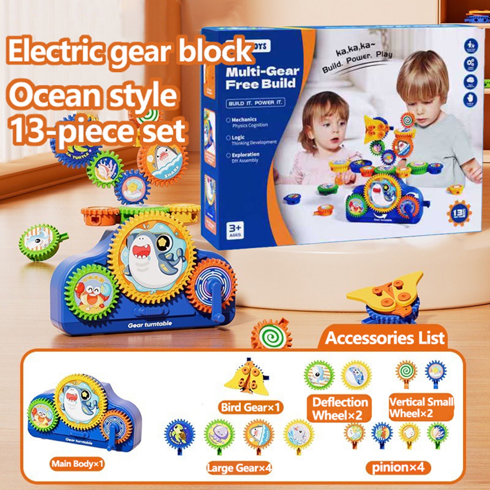 Gear Toys Multi-Gear Free Build Mechanics Logic-Exploration Electric ...