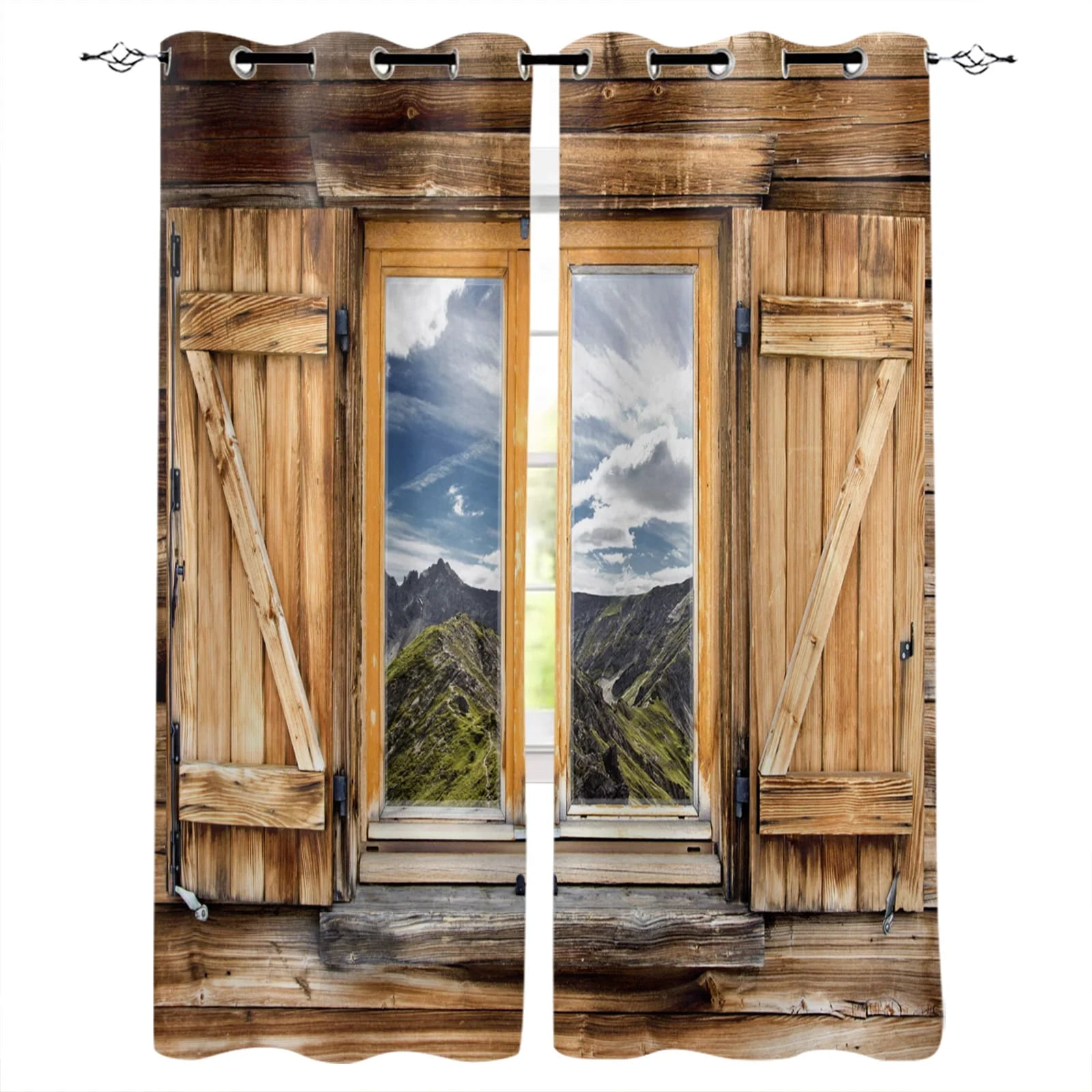 Gear Wood Board Texture Retro Luxury Home Curtains Modern Home Supplies ...