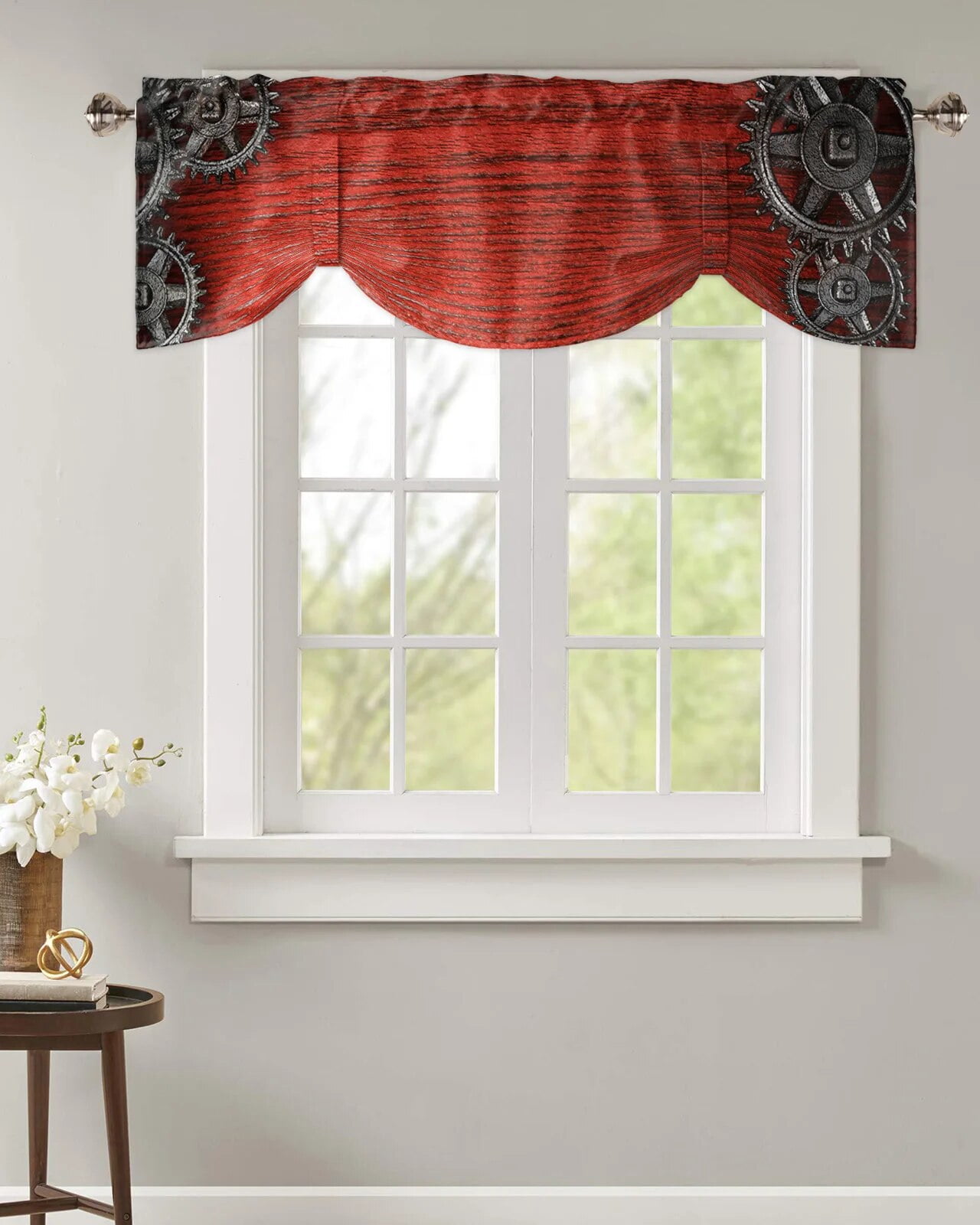 Gear Wooden Board Window Curtain Kitchen Cabinet Coffee Tie-Up Valance ...