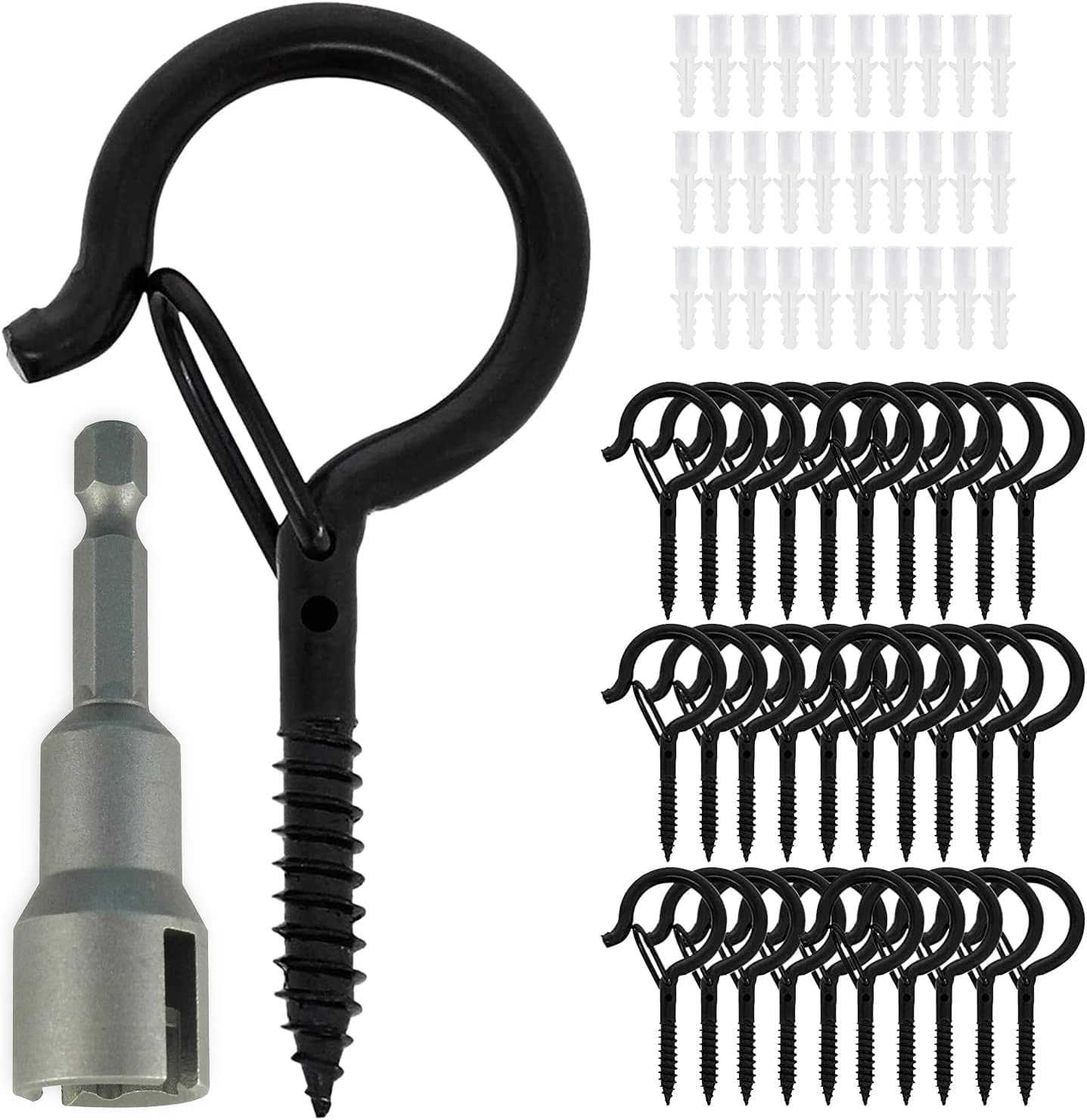 Vinyl Coated Screw-in Ceiling Hooks Cup Hooks 2.9 Inches Screw Hooks 30 ...