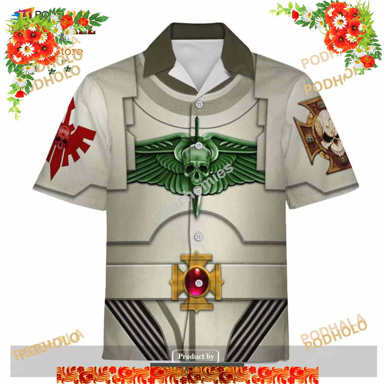 GearHomies Unisex Funny Hawaiian Shirt Terminator Armor Blood Angels 3D ...