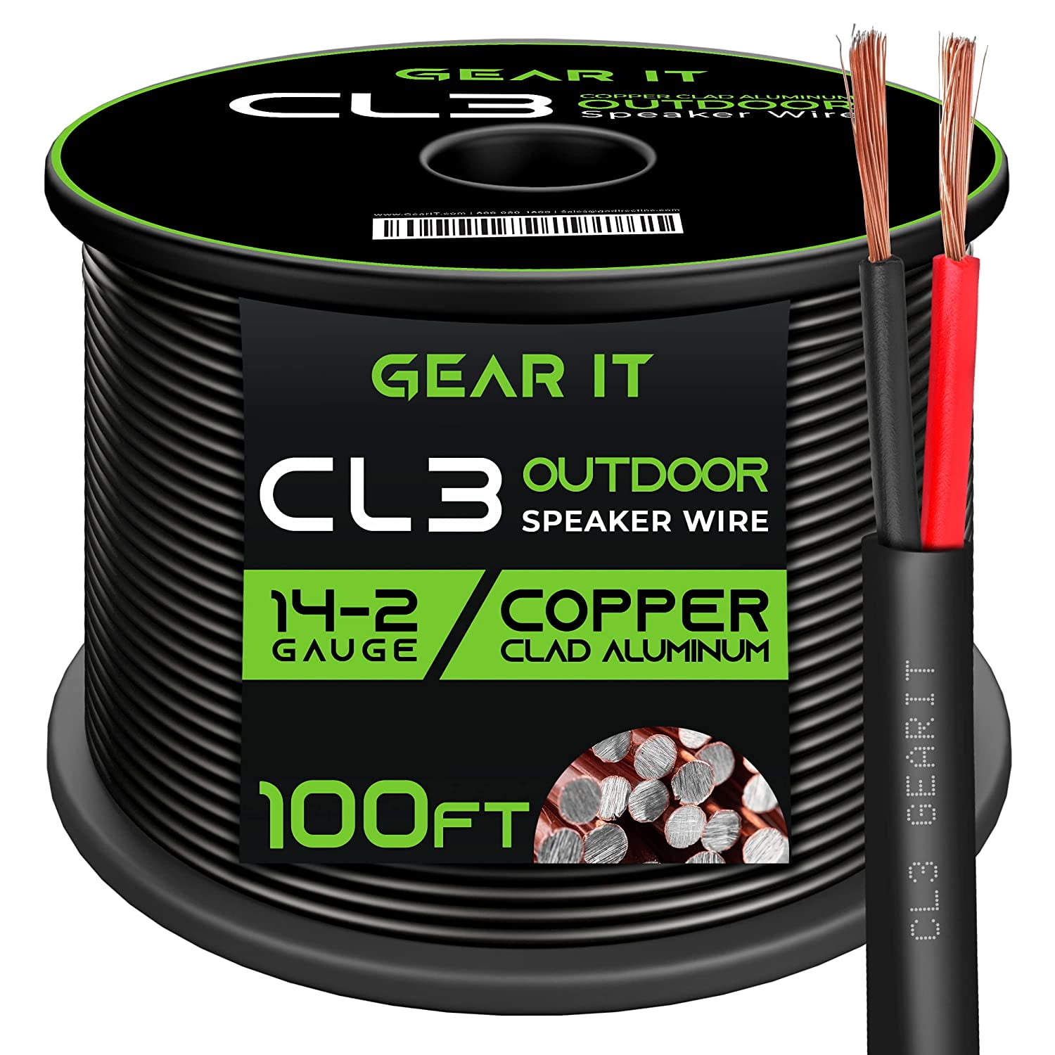 GearIT 14/2 Copper Clad Aluminum Outdoor Speaker Cables, Direct Burial ...