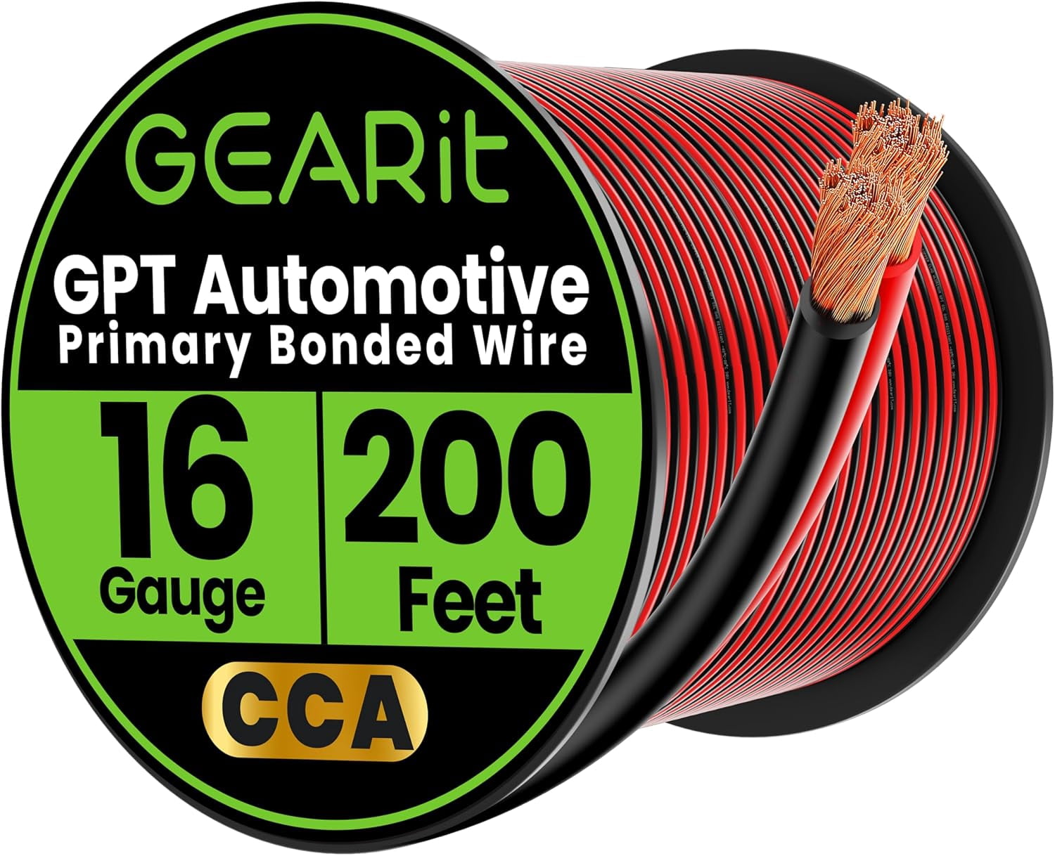 GEARit 16 Gauge Wire (200ft - Black/Red) GPT Automotive Primary Bonded ...