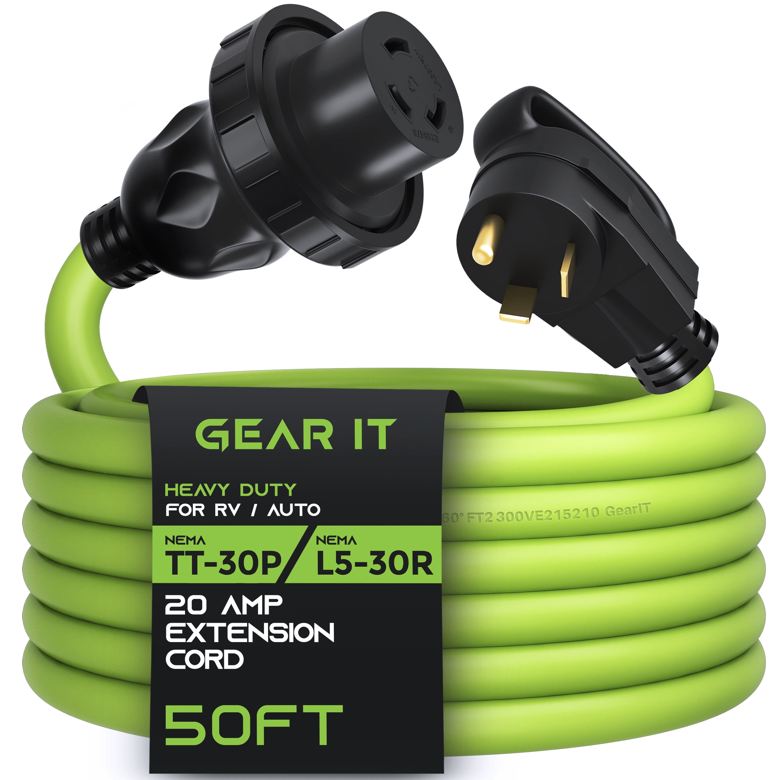 GearIT 20-Amp RV Power Extension Cord, 50 Feet, NEMA TT-30P to L5-30R ...