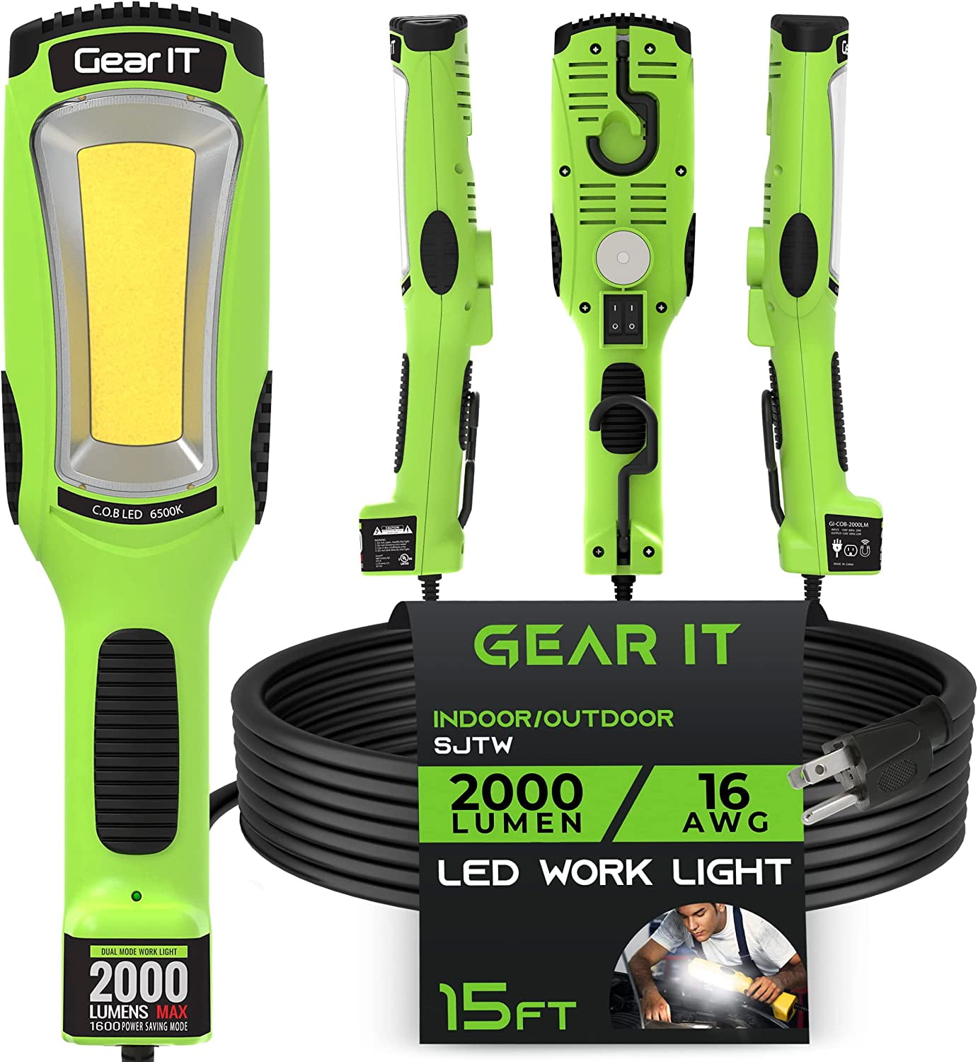 GearIT 2000 Lumens LED Portable Light Magnetic Lamp Worklight with NEMA ...