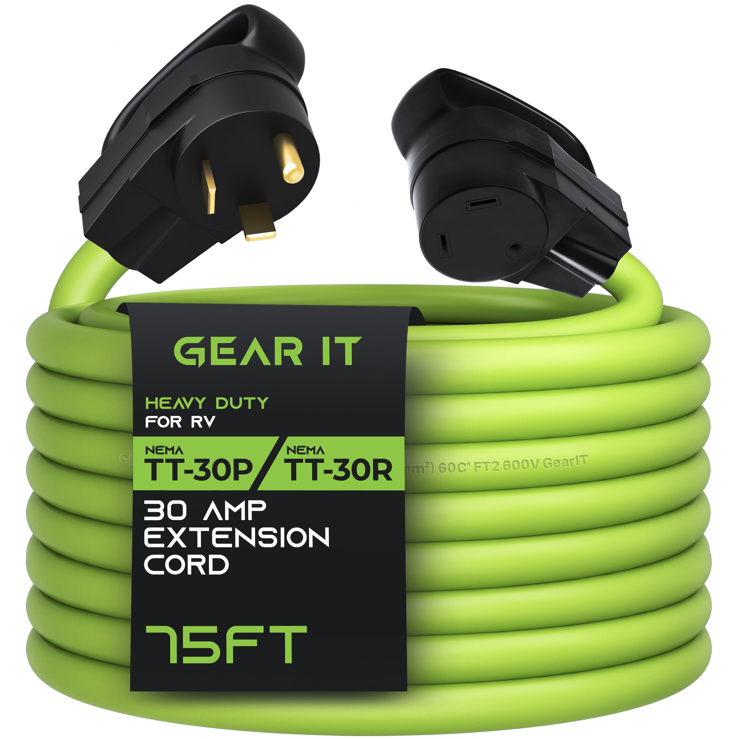 GearIT 30-Amp Extension Cord for RV and Auto, (75-Feet) 3-Prong 125 ...