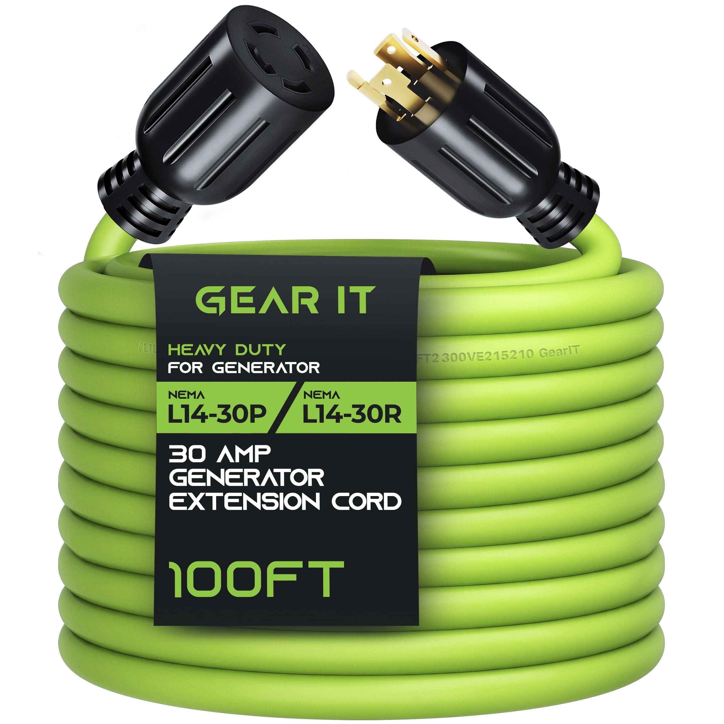 GearIT 30-Amp Generator Extension Cord (100 Feet) 4-Prong 120/250-Volt ...