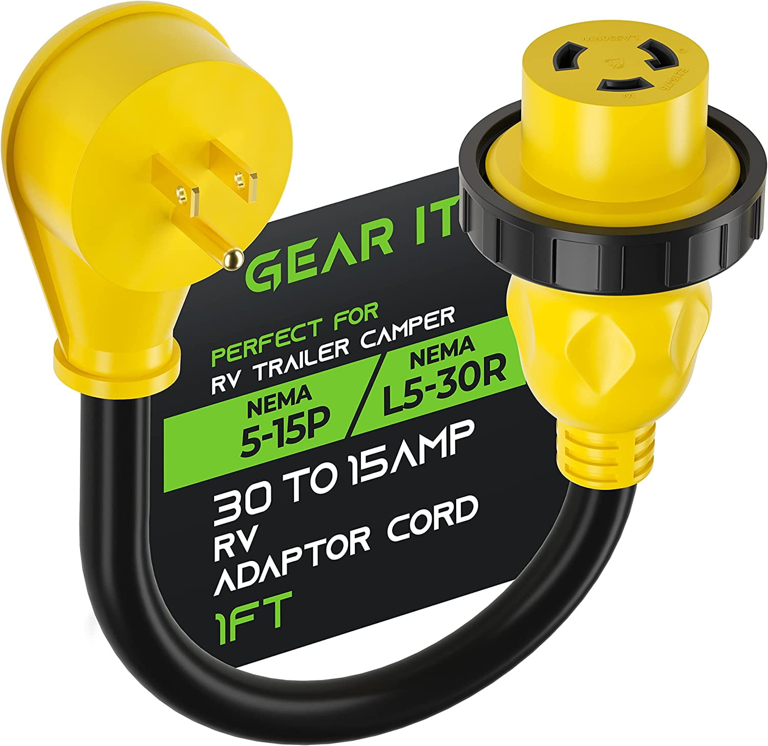 GearIT 30A Female to 15A Male RV Power Converter Adapter Cord with ...