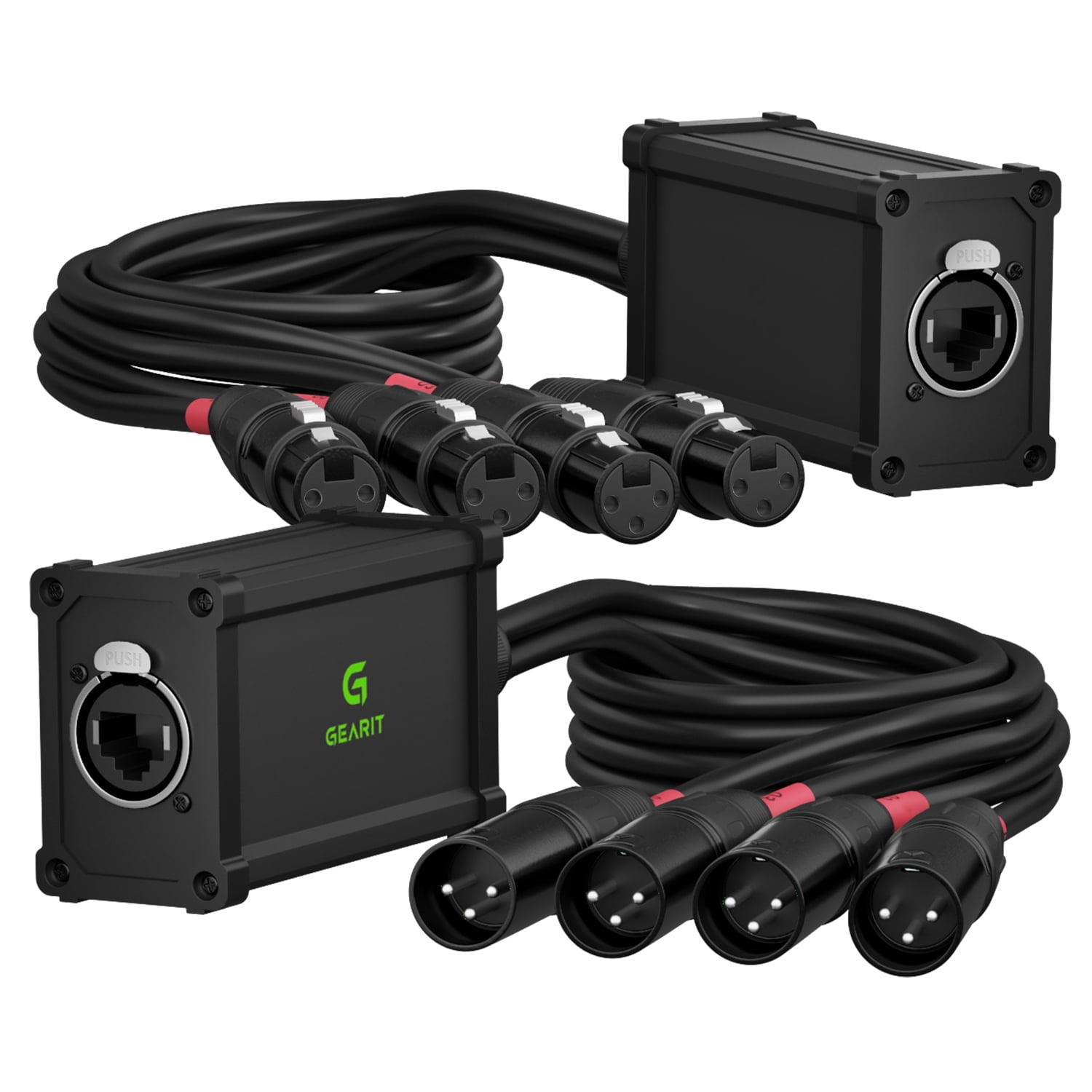 GearIT 4 Channel Snake (2ft Breakout Cable) 3Pin XLR/DMX/AES-EBU To ...