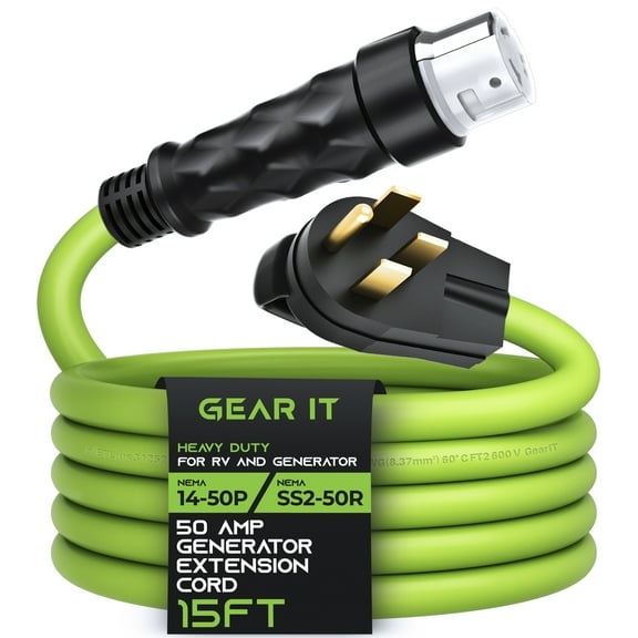 GEARit 50-Amp Generator Extension Cord (15 Ft) Inline NEMA 14-50P to ...