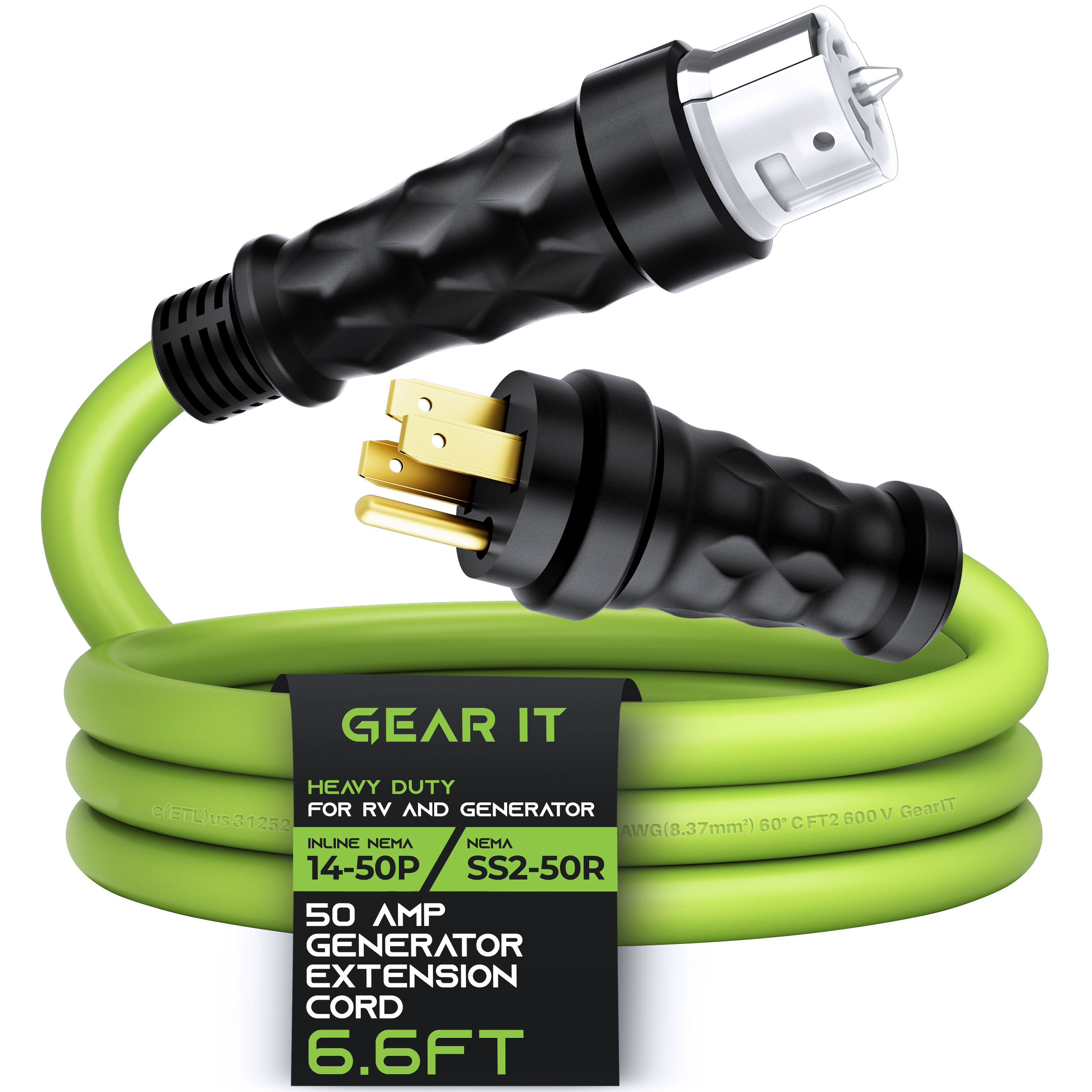 GearIT 50A 6.6ft Black 1 Outlet Generator Extension Cord - Walmart.com