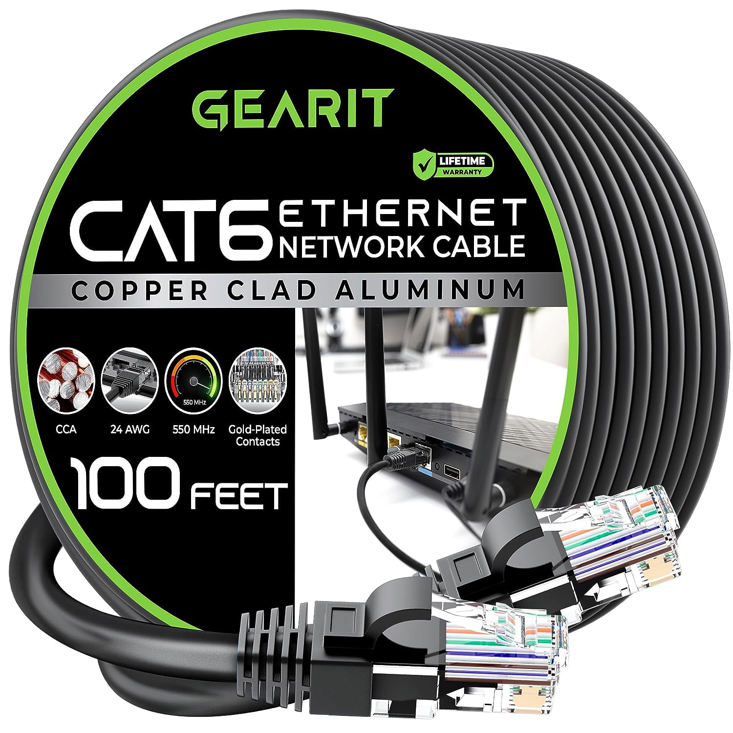 GearIT Cat 6 Ethernet Cable 24AWG Copper Clad Aluminum (CCA) LAN Cable ...