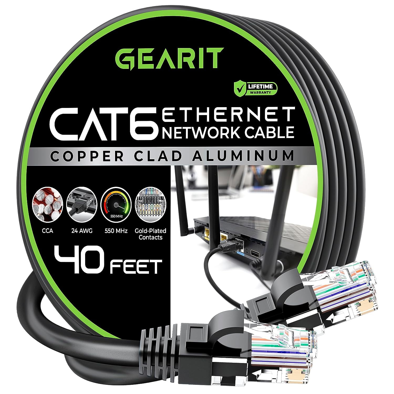 GearIT Cat 6 Ethernet Cable 24AWG Copper Clad Aluminum (CCA) LAN Cable ...