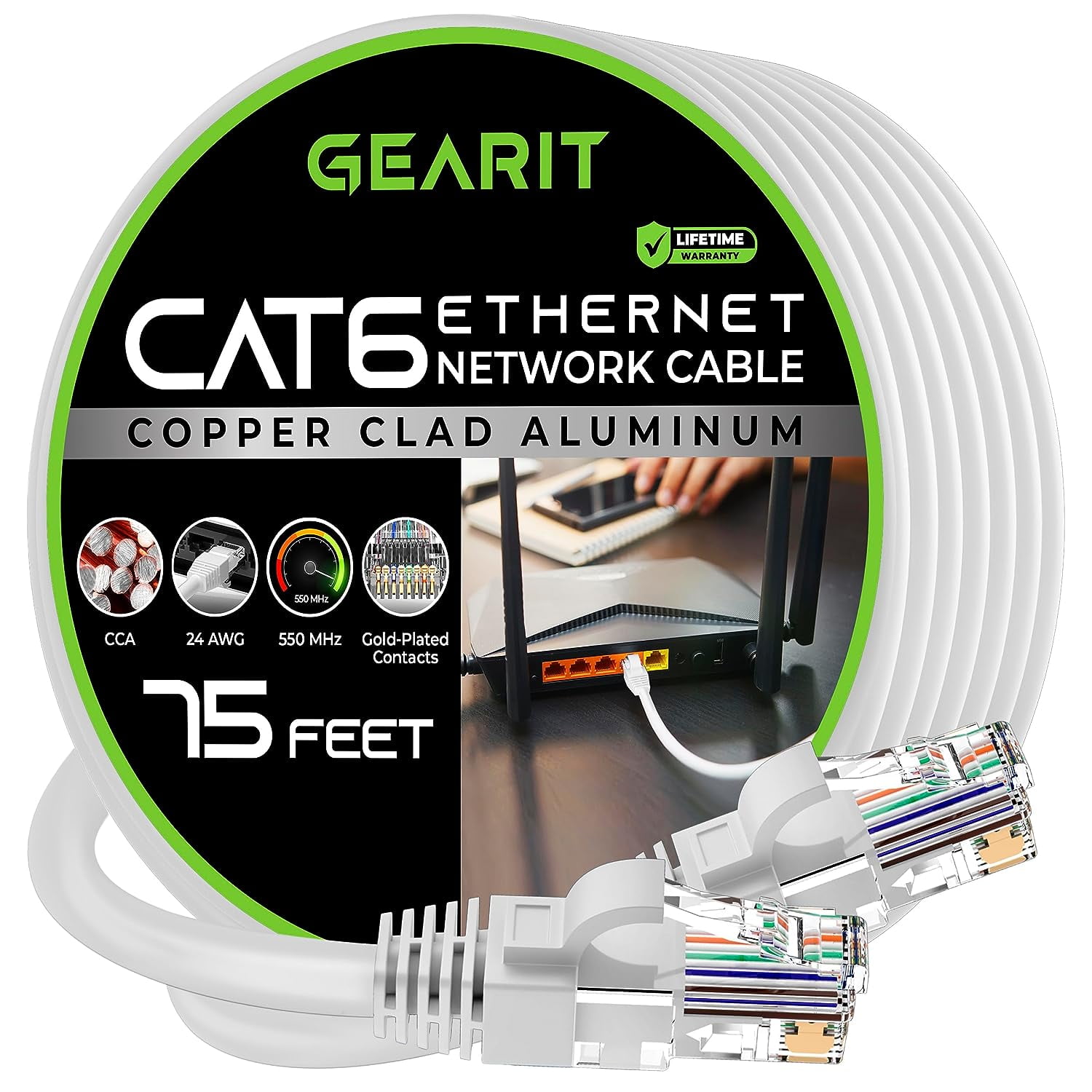 GearIT Cat 6 Ethernet Cable 24AWG Copper Clad Aluminum (CCA) LAN Cable ...