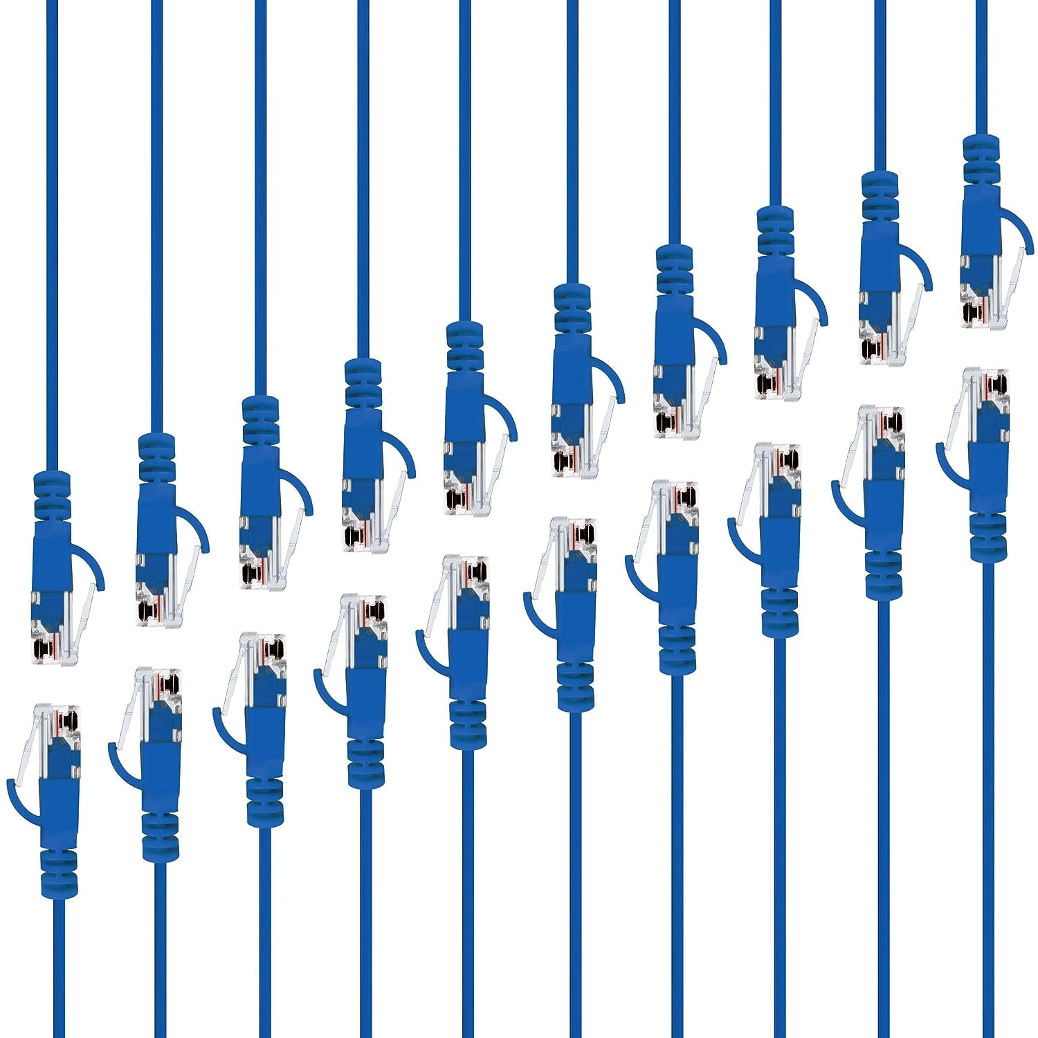 GearIT Cat 6 Ethernet Cable Flat RJ45 Internet Network Patch Cord, Blue ...