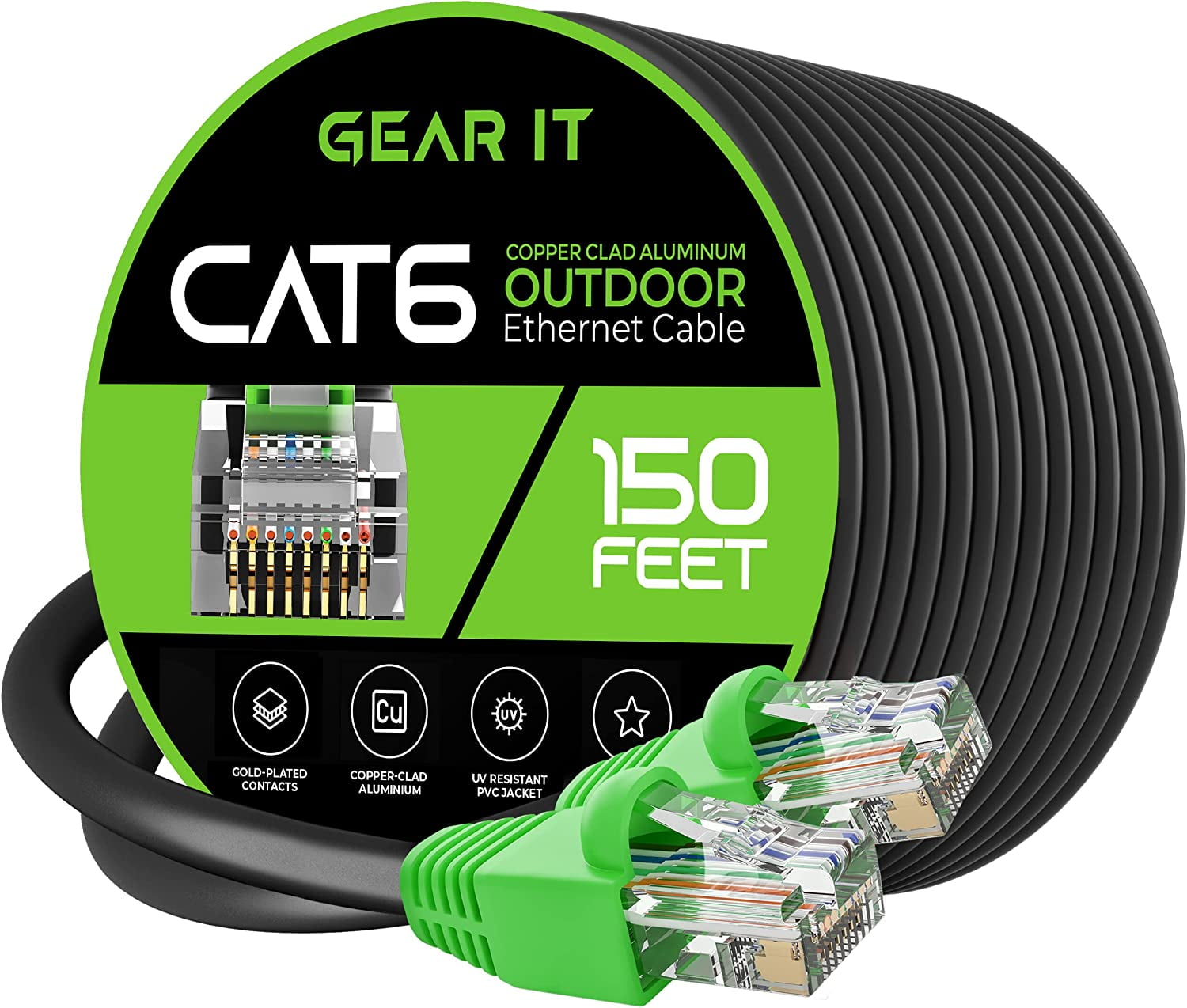GearIT Cat6 Network Cable Copper Clad Aluminum (CCA) Outdoor Ethernet ...