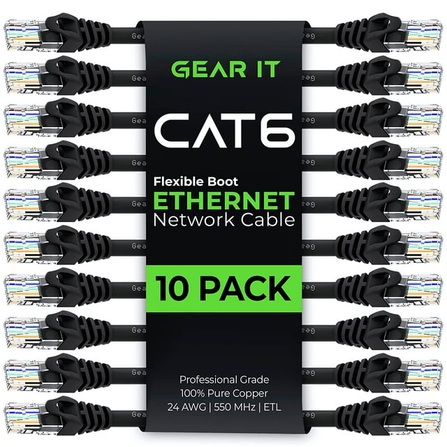 GearIT Cat6 Patch Cables Snagless Flexible Soft Tab Ethernet Cables ...