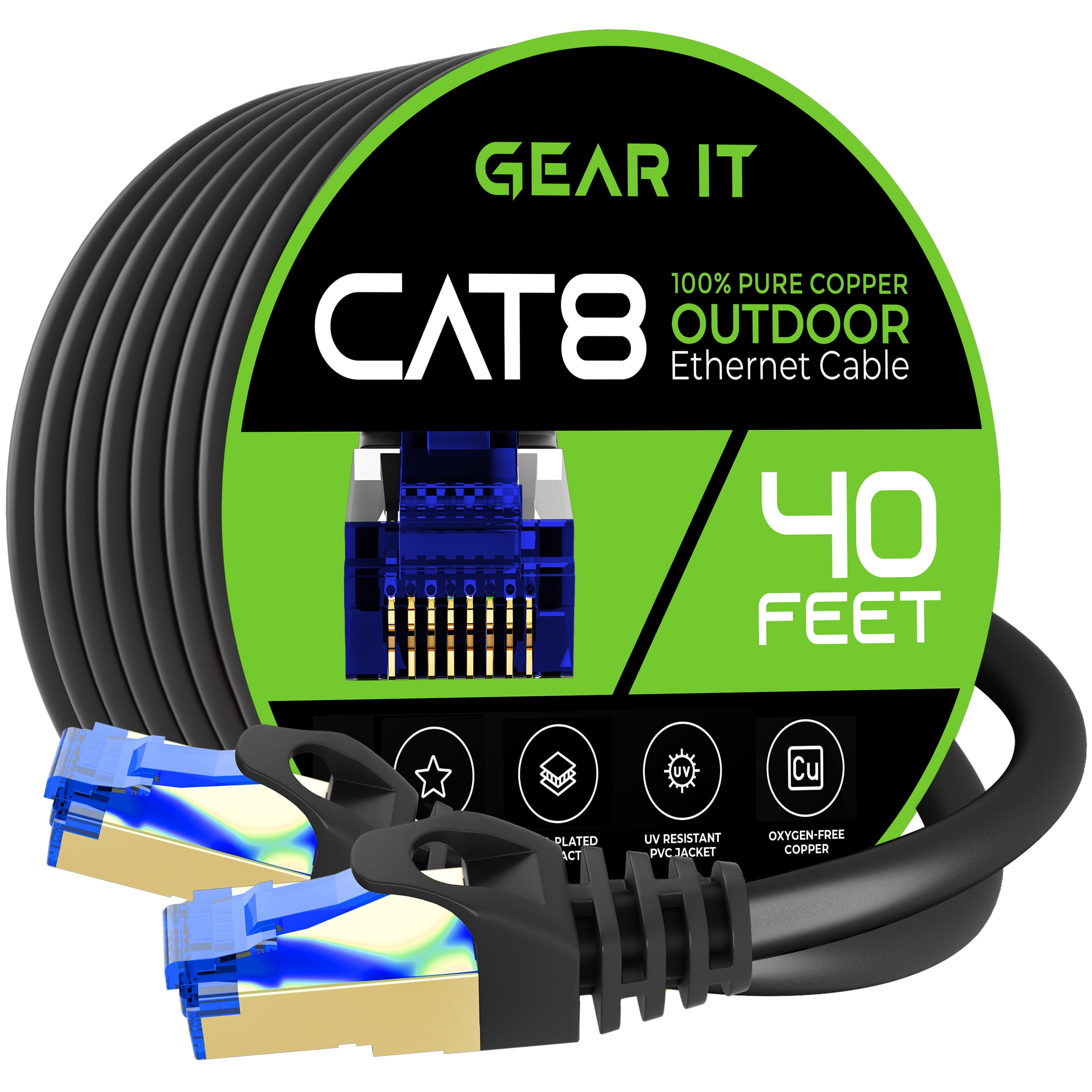 GearIT Cat8 Outdoor Ethernet Cable (40 Feet) Waterproof, Direct Burial ...