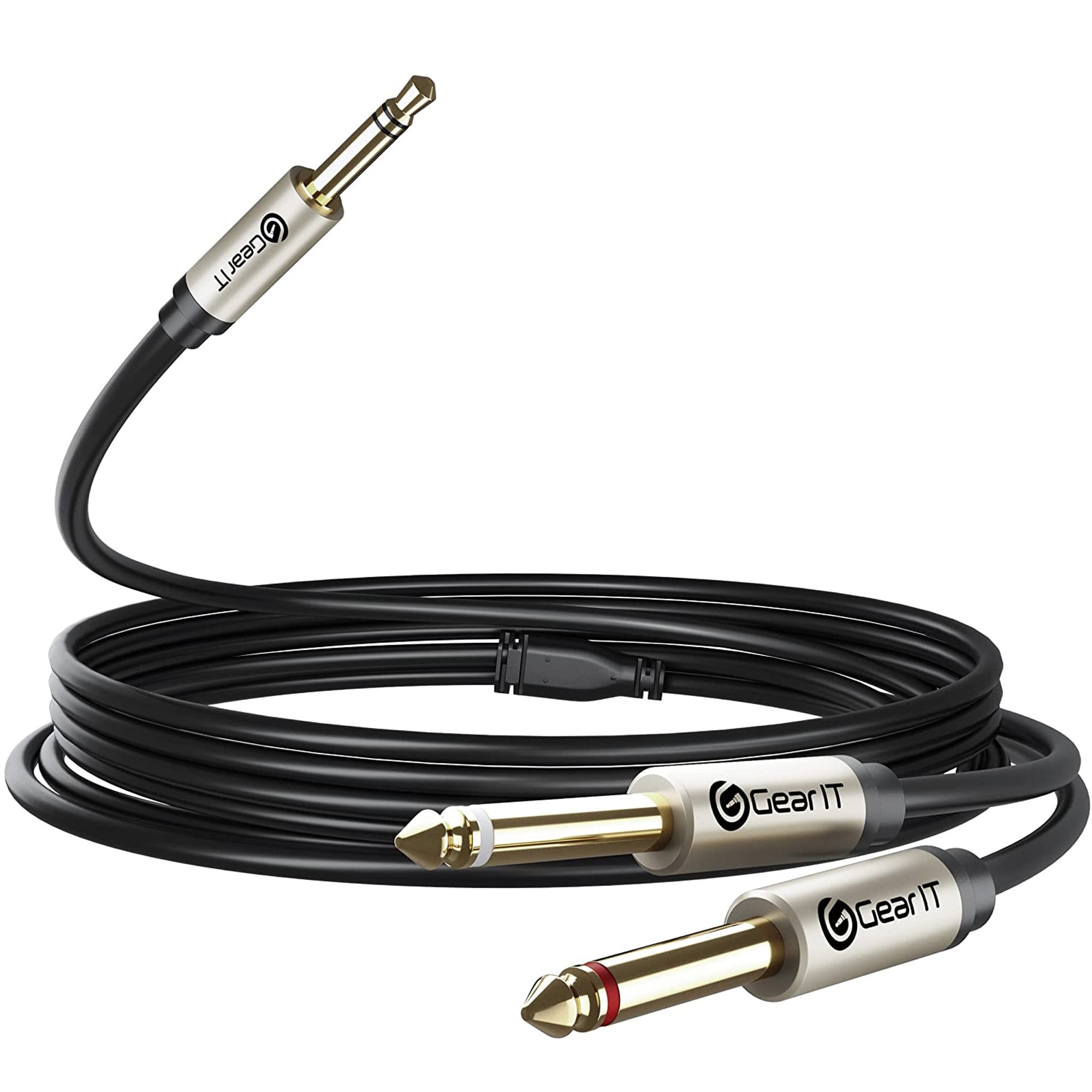 GearIT Dual 1/4 to 1/8 Audio Cable TS Mono Stereo Y Cable Splitter, 6 ...
