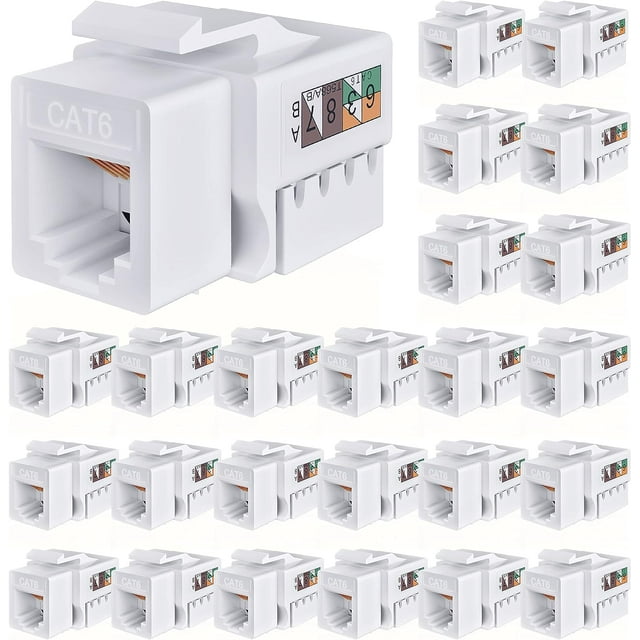 GearIT Ethernet Wall Jack RJ45 Insert for Cat5/Cat6 Keystone Wall Plate ...