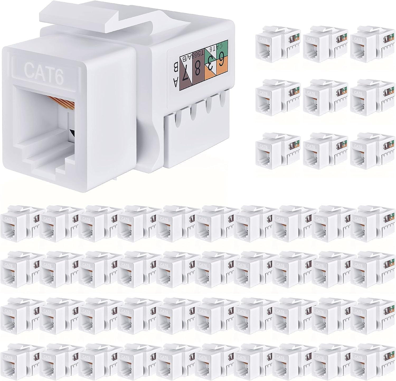 GearIT Ethernet Wall Jack RJ45 Insert for Cat5/Cat6 Keystone Wall Plate ...