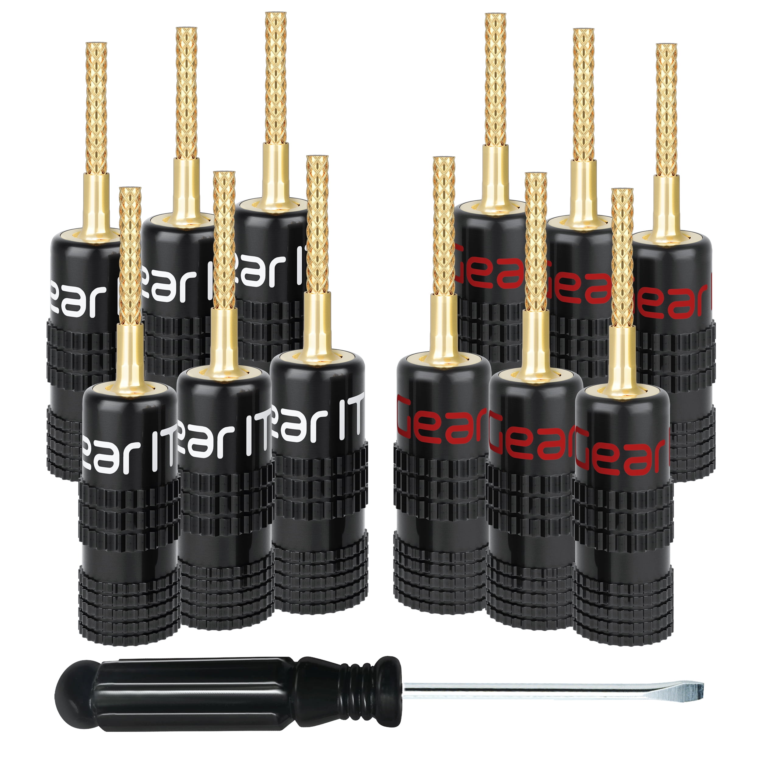 GearIT Flex Pin Banana Plugs for Speaker Wire (6 Pairs, 12 Pieces ...