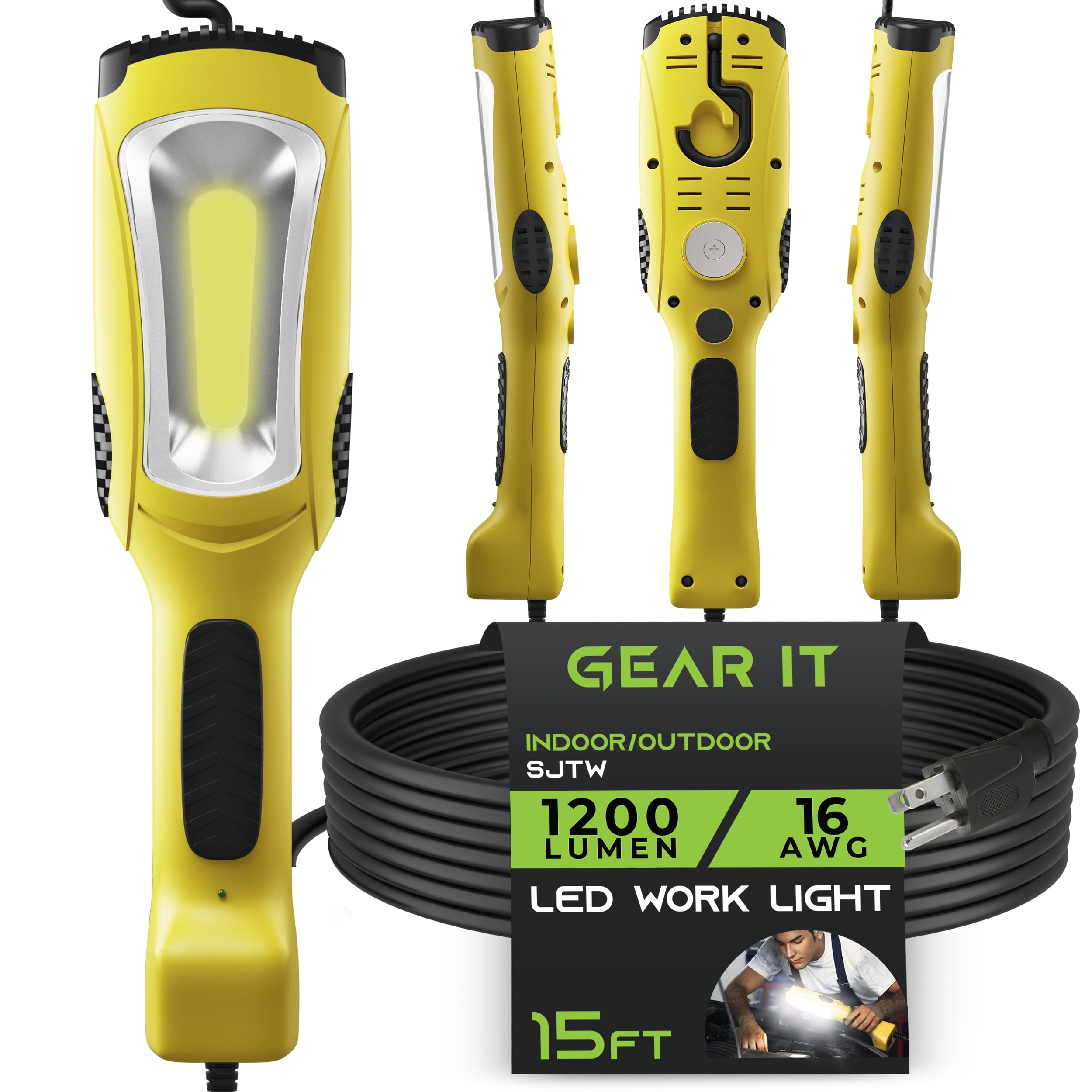 GearIT LED Work Light (15 feet) 1200 Lumen COB LED - 16 Gauge SJTW ...