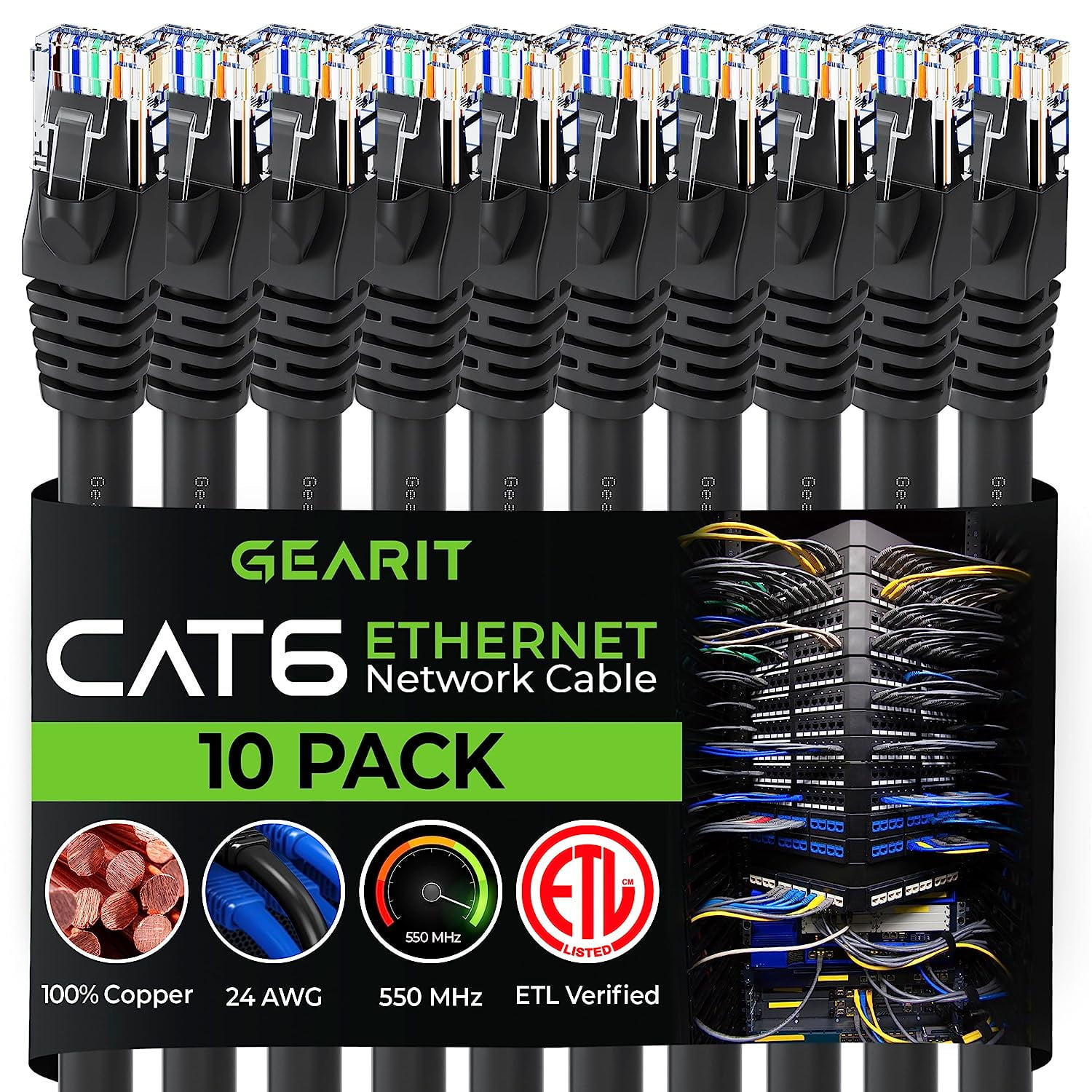 GearIT Pre-Terminated Cat 6 Ethernet Cables for Home & Office Network ...