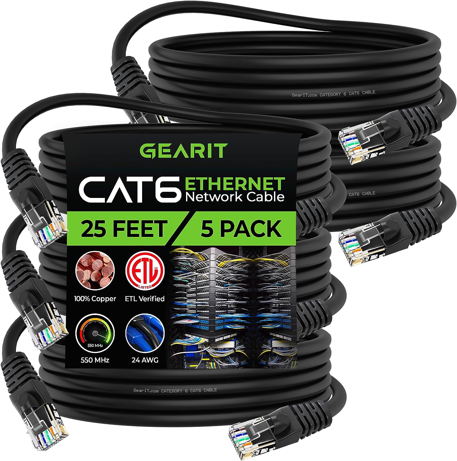 GearIT Pre-Terminated Cat 6 Ethernet Cables for Home & Office Network ...
