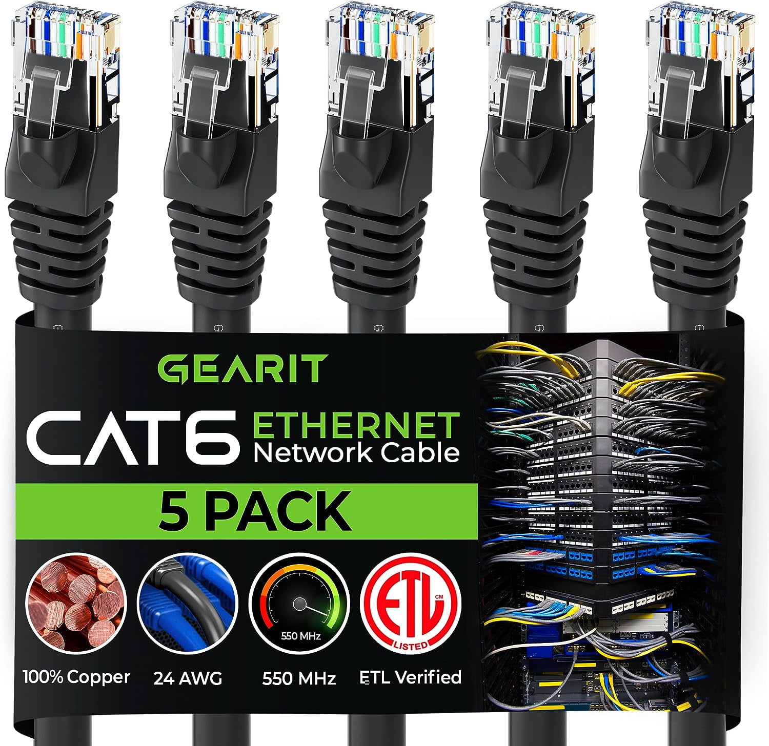 GearIT Pre-Terminated Cat 6 Ethernet Cables for Home & Office Network ...