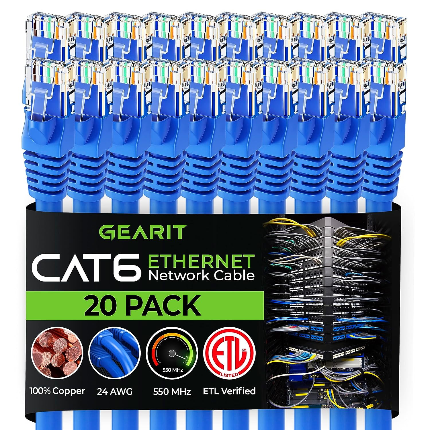 GearIT Pre-Terminated Cat 6 Ethernet Cables for Home & Office Network ...
