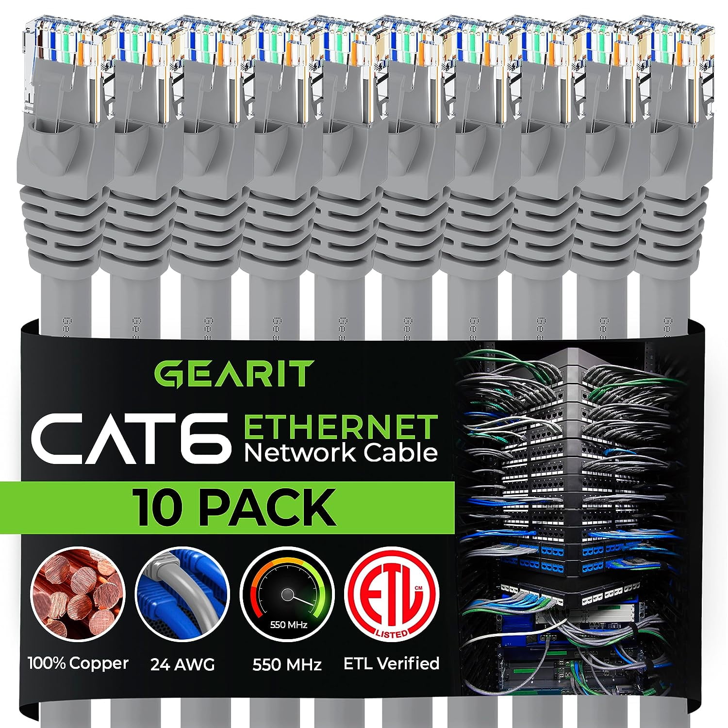GearIT Pre-Terminated Cat 6 Ethernet Cables for Home & Office Network ...