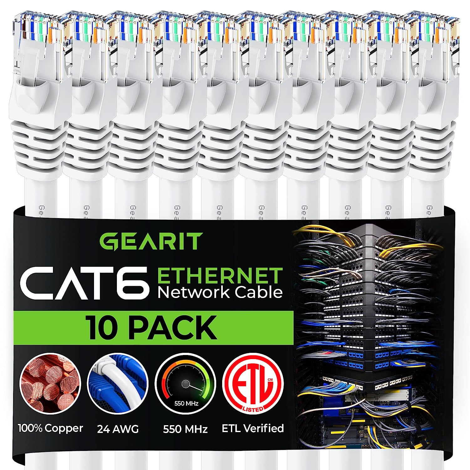 GearIT Pre-Terminated Cat 6 Ethernet Cables for Home & Office Network ...